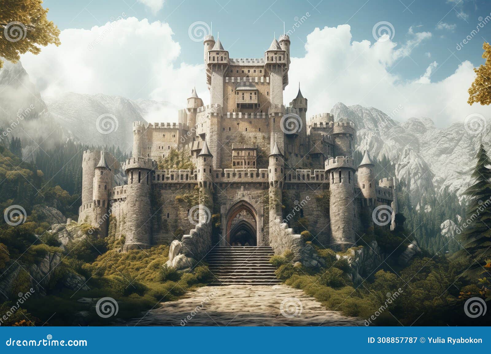 Decaying Medieval Castle Building. Generate AI Stock Image - Image of ...