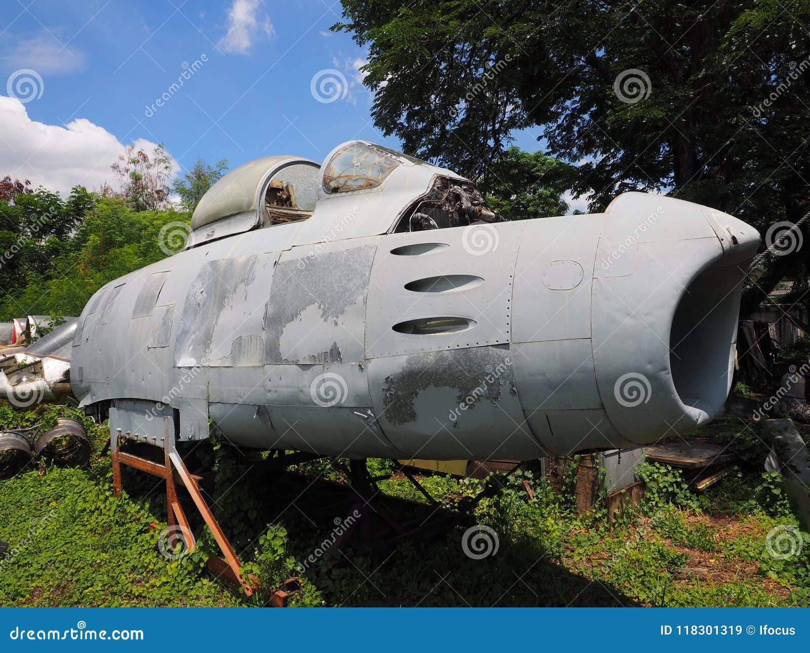 Decaying Military Plane on Rusty Support Stock Image - Image of ...