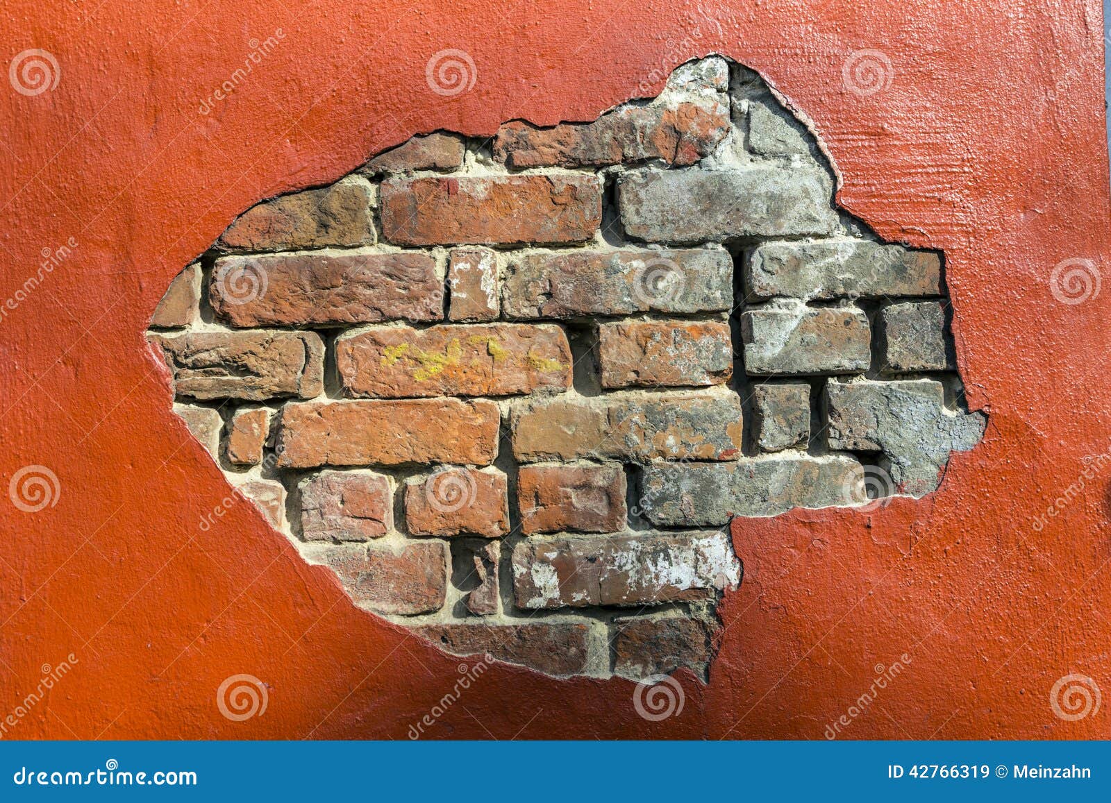 Decaying Old Red Brick Wall Stock Image - Image of exterior, stone ...