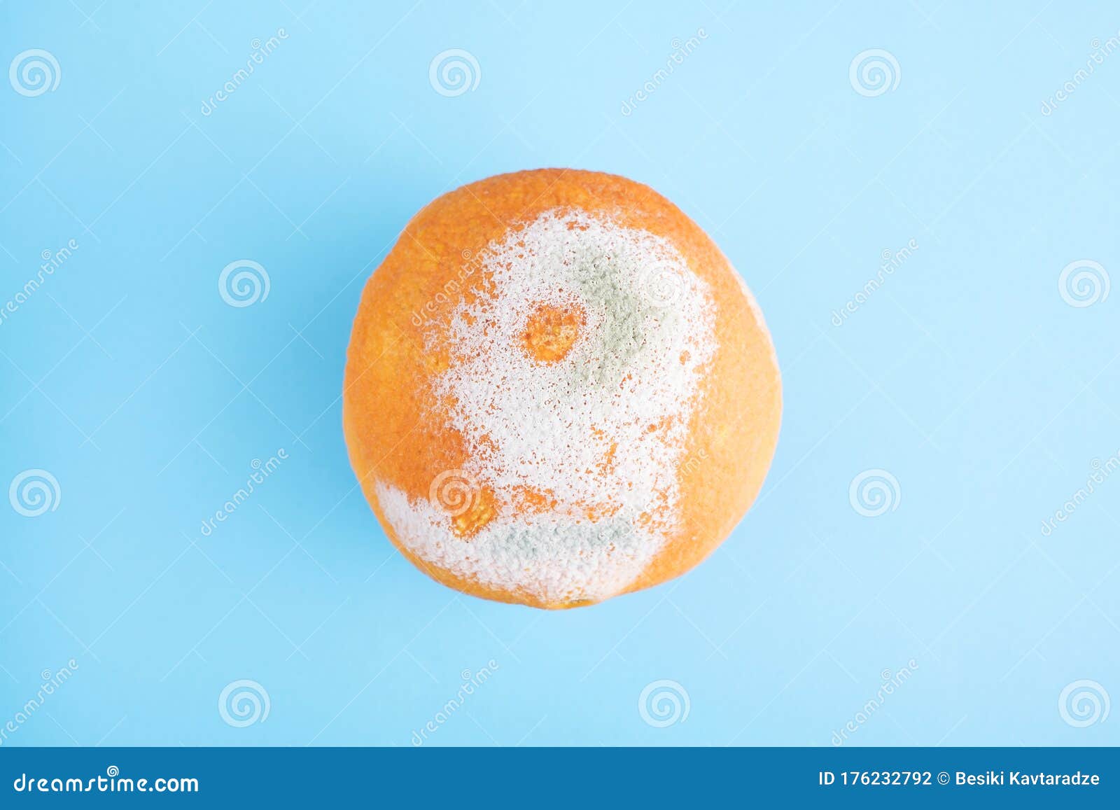 Decaying Orange on Blue Background. Stock Photo - Image of food ...