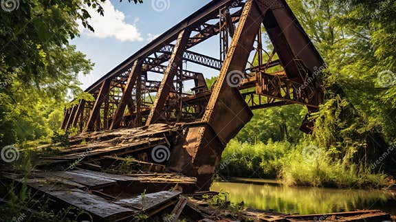 Decaying Railway Bridge Covered in Rust, Silent and Neglected Stock ...