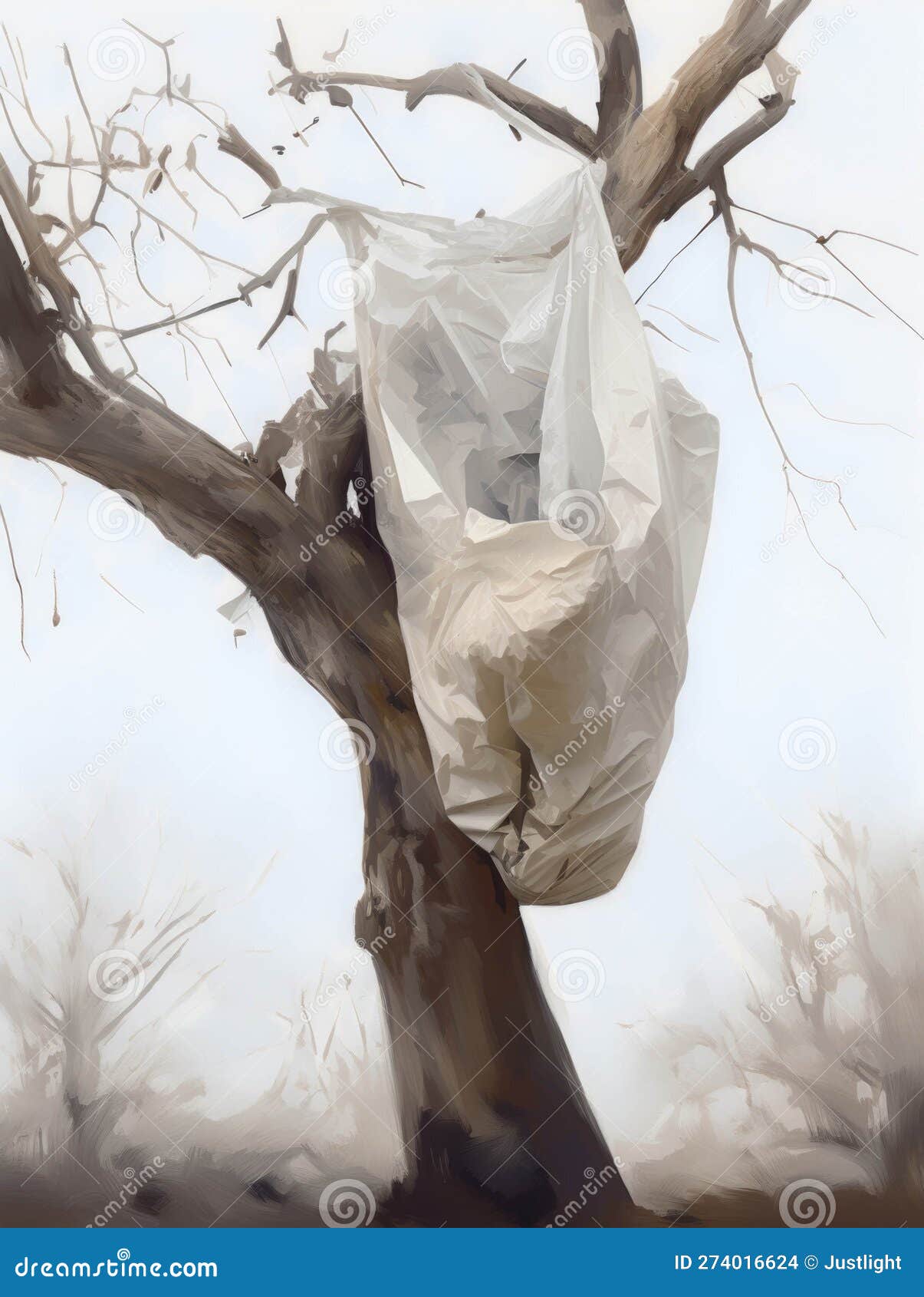 The Decaying Remains of a Plastic Bag Caught in a Tree. Stock ...