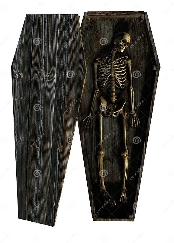 Decaying Skeleton in Coffin - Includes Clipping Path Stock Illustration ...