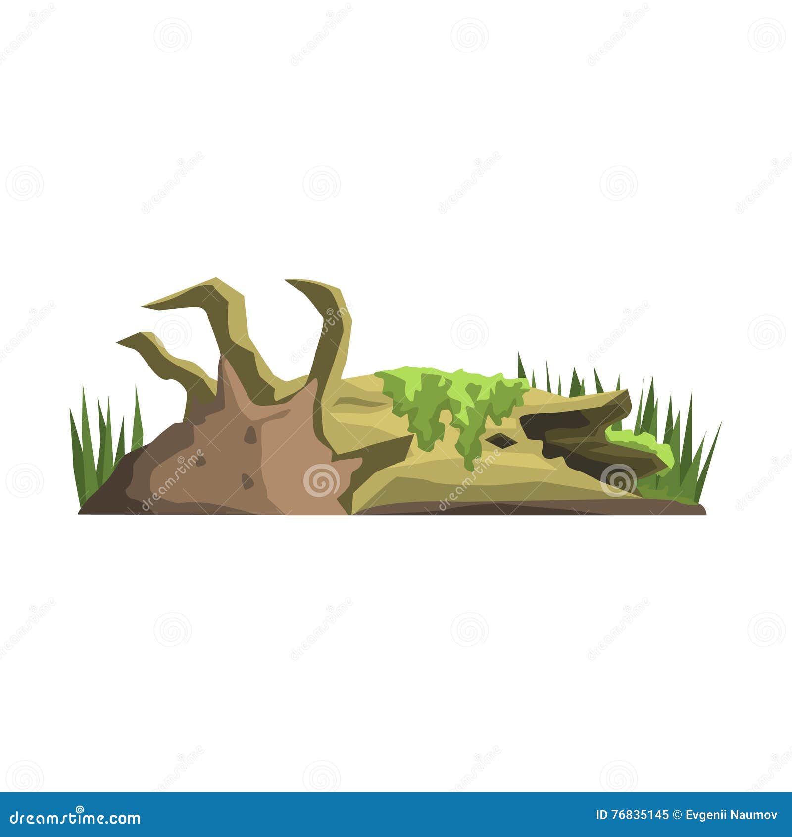Decaying Tree Trunk in Swamp Jungle Landscape Element Stock Vector ...