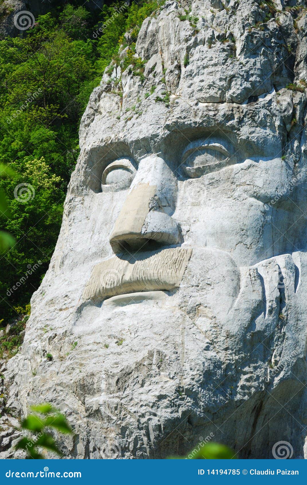 Decebalus face stock image. Image of king, green, statue - 14194785