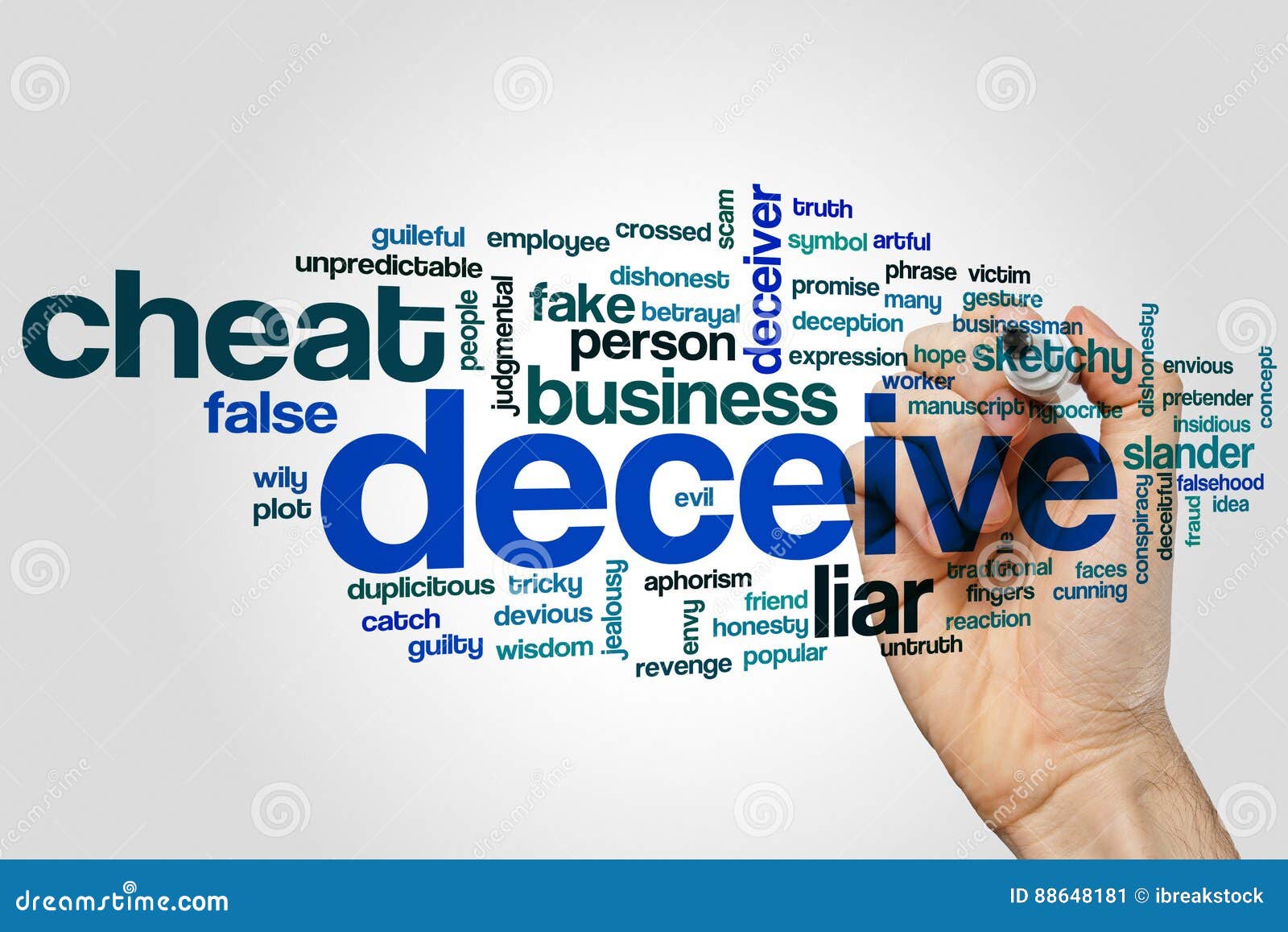 Deceive Word Cloud Concept on Grey Background Stock Illustration ...