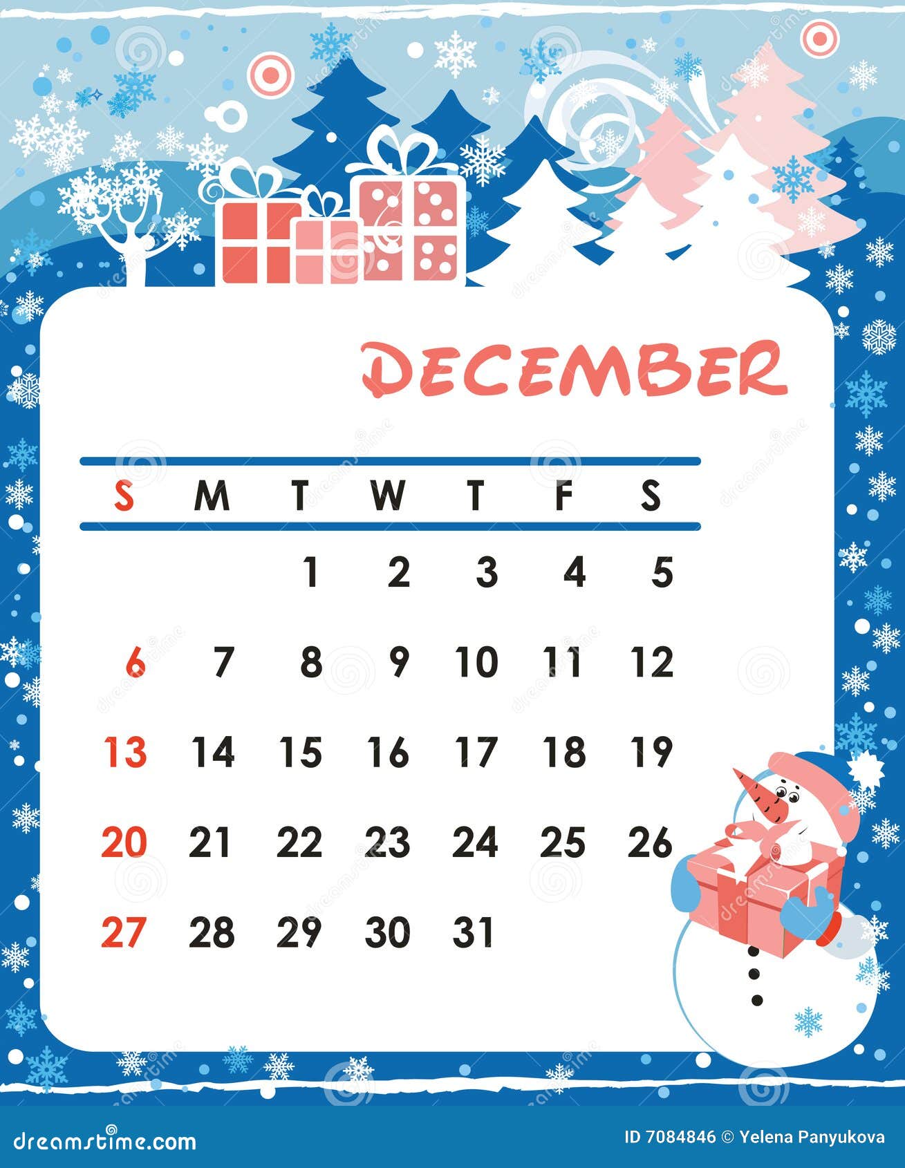 December stock vector. Illustration of snowman, frame - 7084846