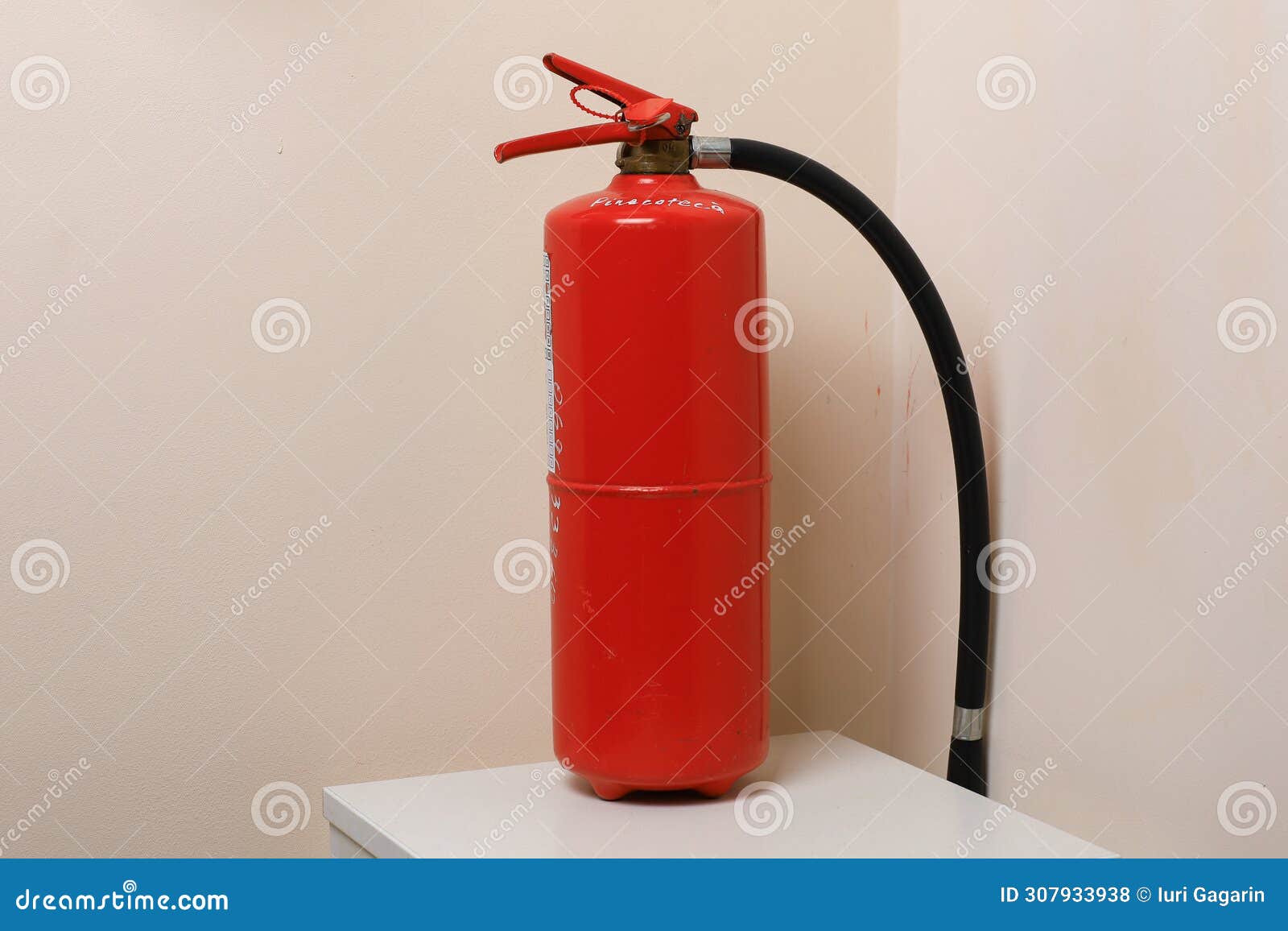 December 5, 2023 Balti Moldova. Fire Extinguisher on a Stand. Fire ...