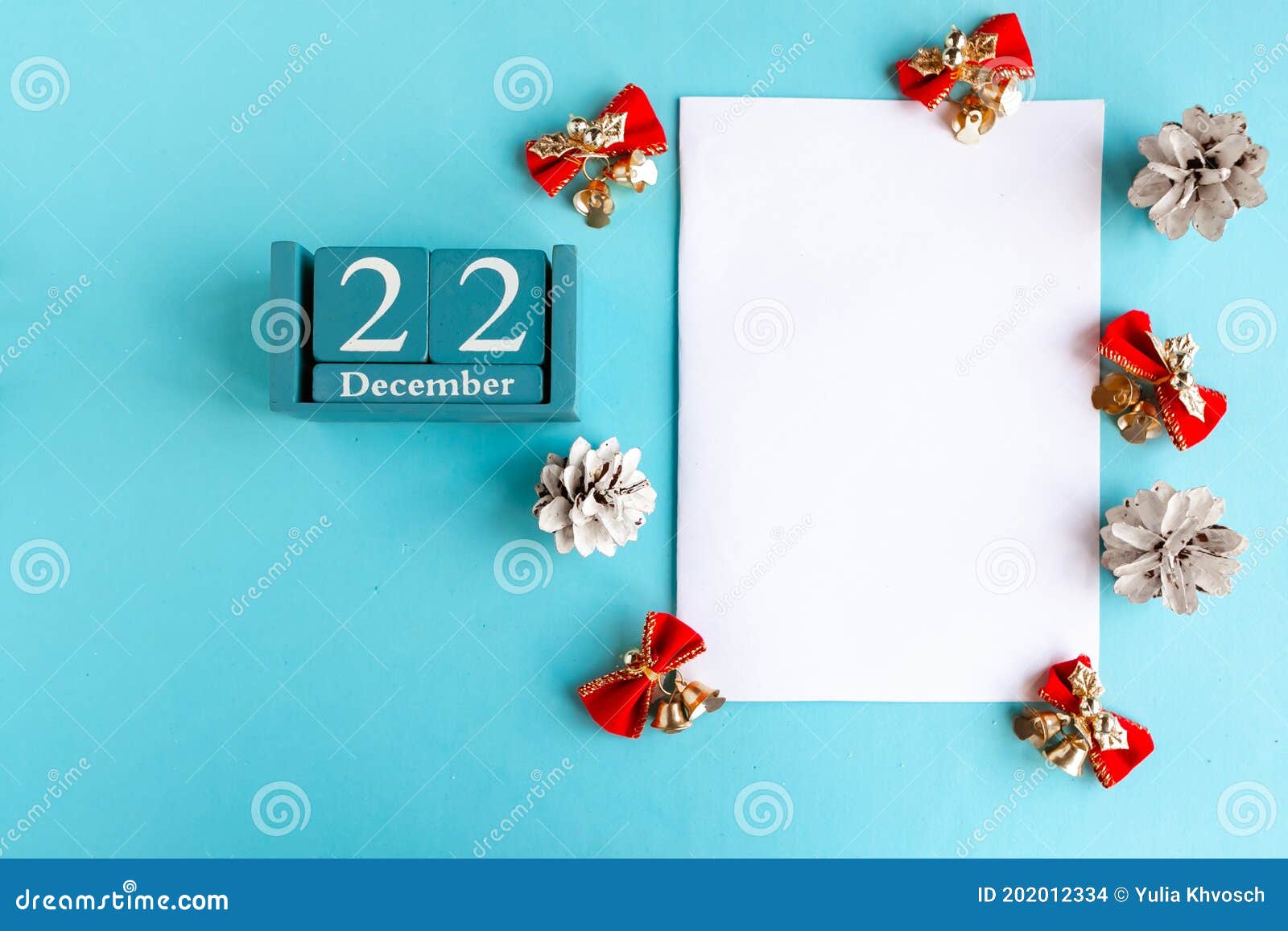 December 22. Blue Cube Calendar with Month and Date Stock Photo - Image ...