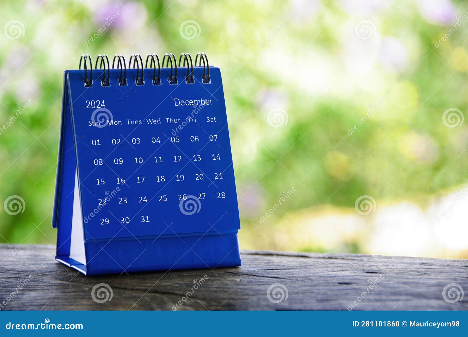 December 2024 Blue Table Calendar with Customizable Space for Text ...