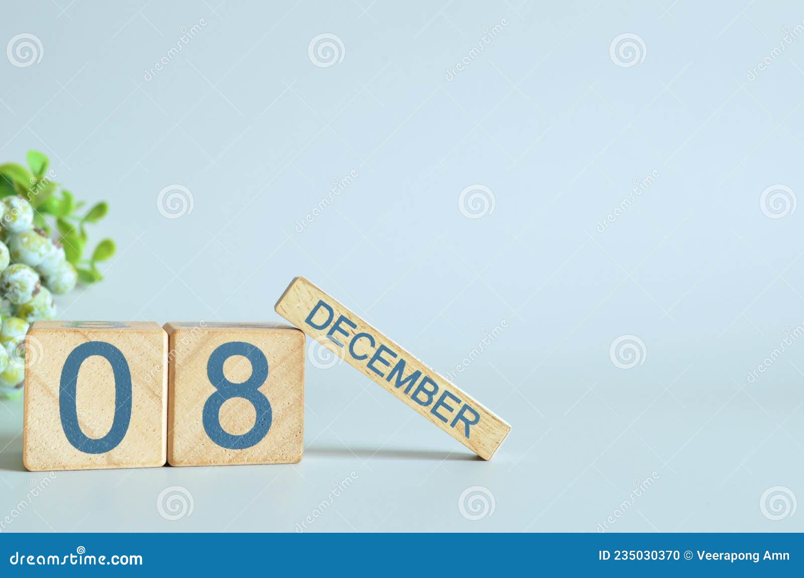December 08, Calendar Cover Design with Number Cube with Green Fruit on ...