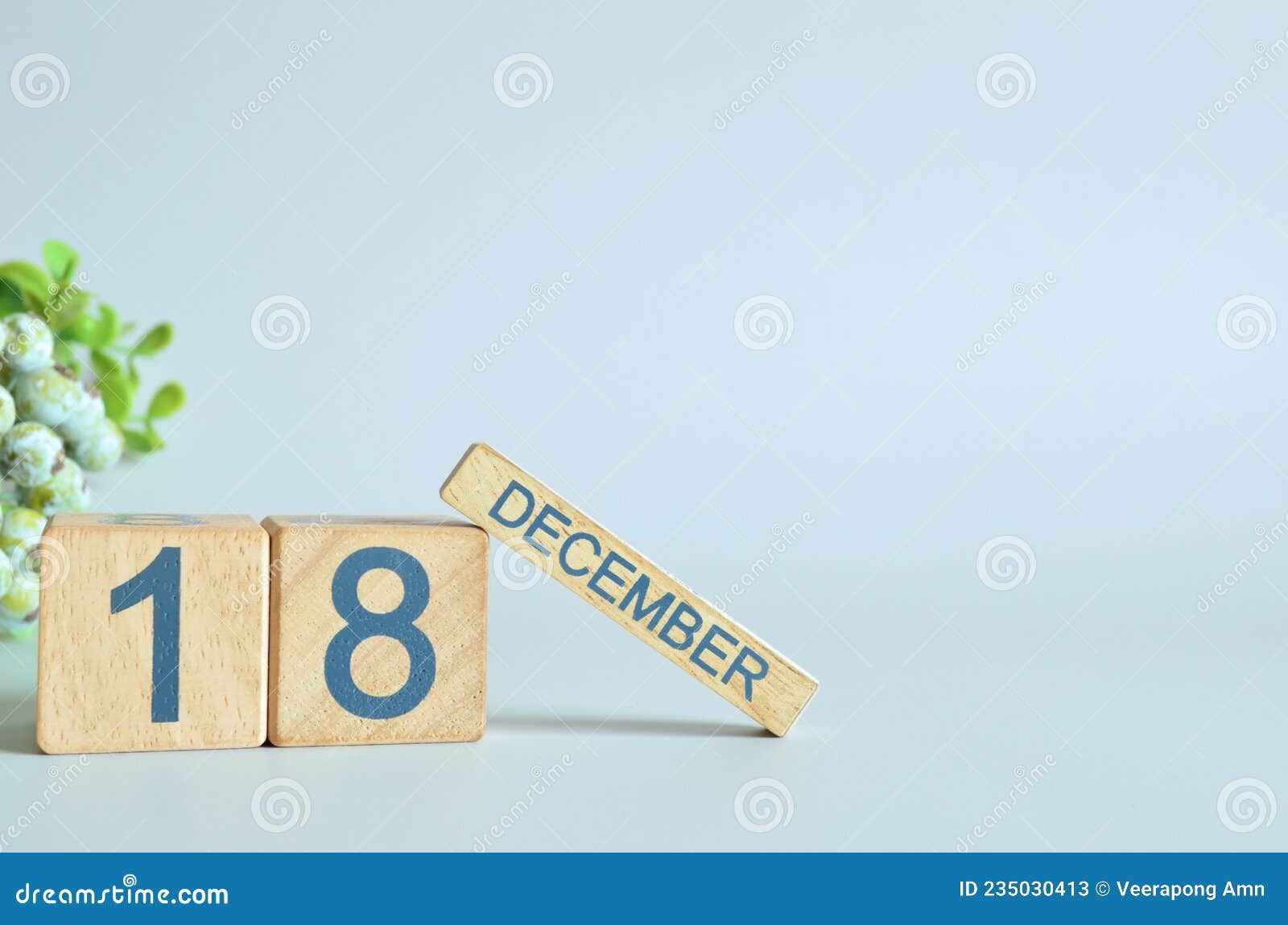 December 18, Calendar Cover Design with Number Cube with Green Fruit on ...