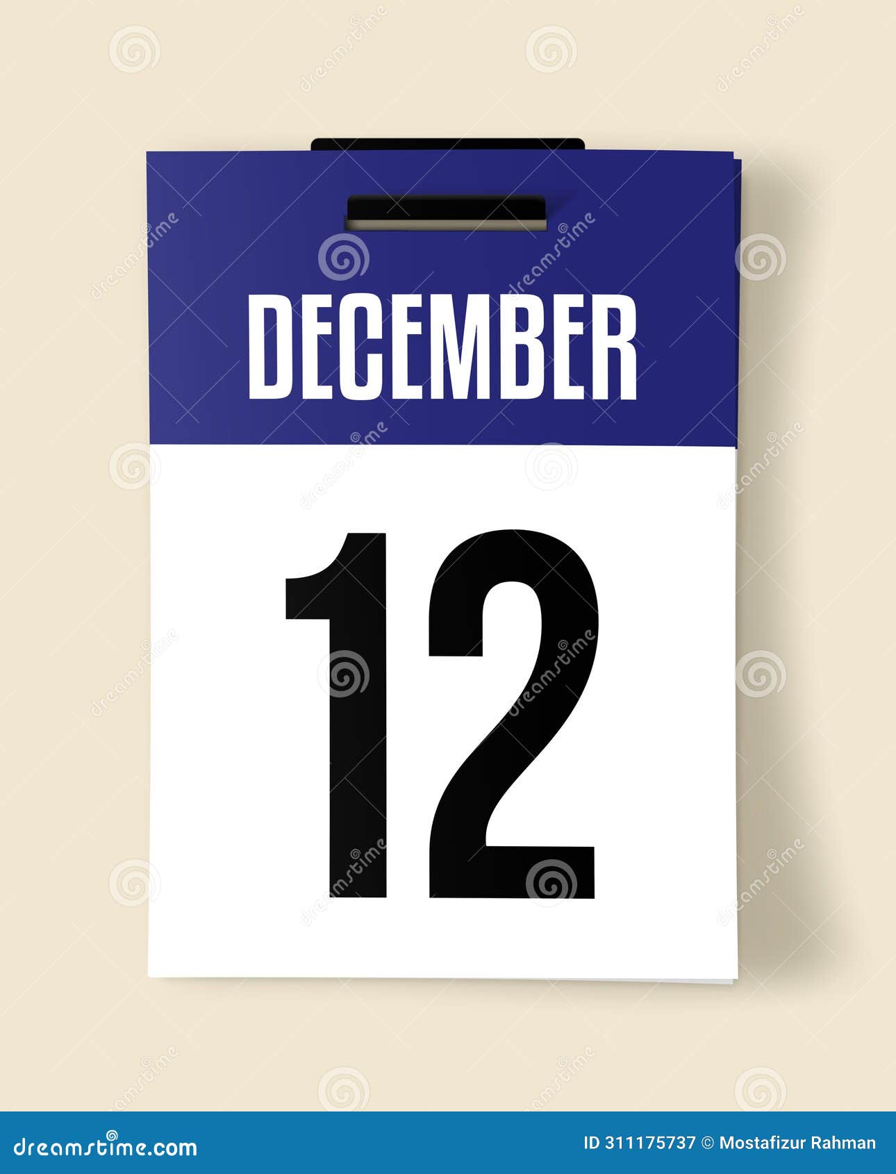 12 December Calendar Date, a Realistic Calendar Sheet Hanging on a Wall ...