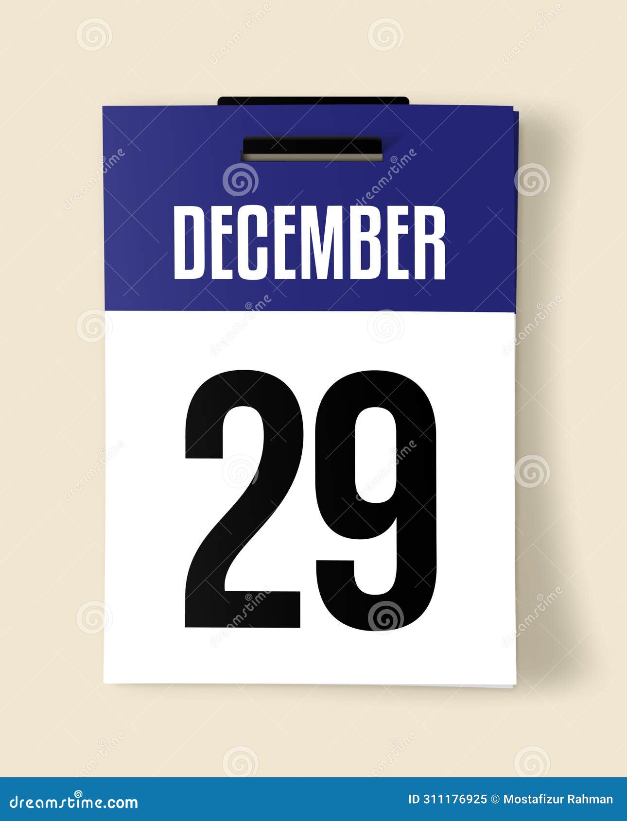 29 December Calendar Date, a Realistic Calendar Sheet Hanging on a Wall ...