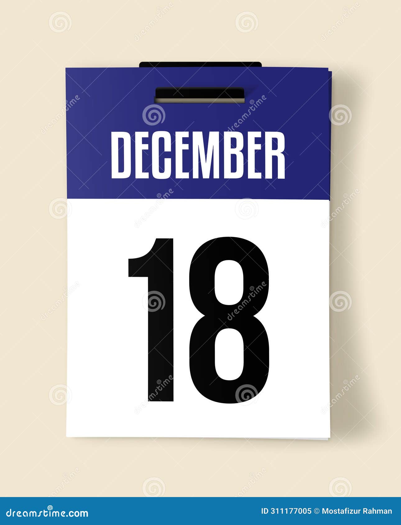 18 December Calendar Date, a Realistic Calendar Sheet Hanging on a Wall ...