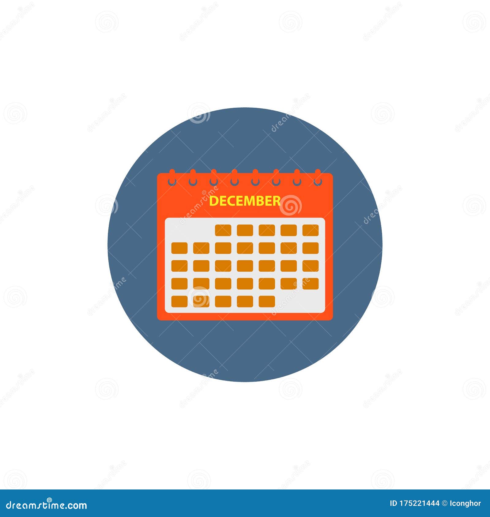 December Calendar Icon. stock vector. Illustration of icon - 175221444