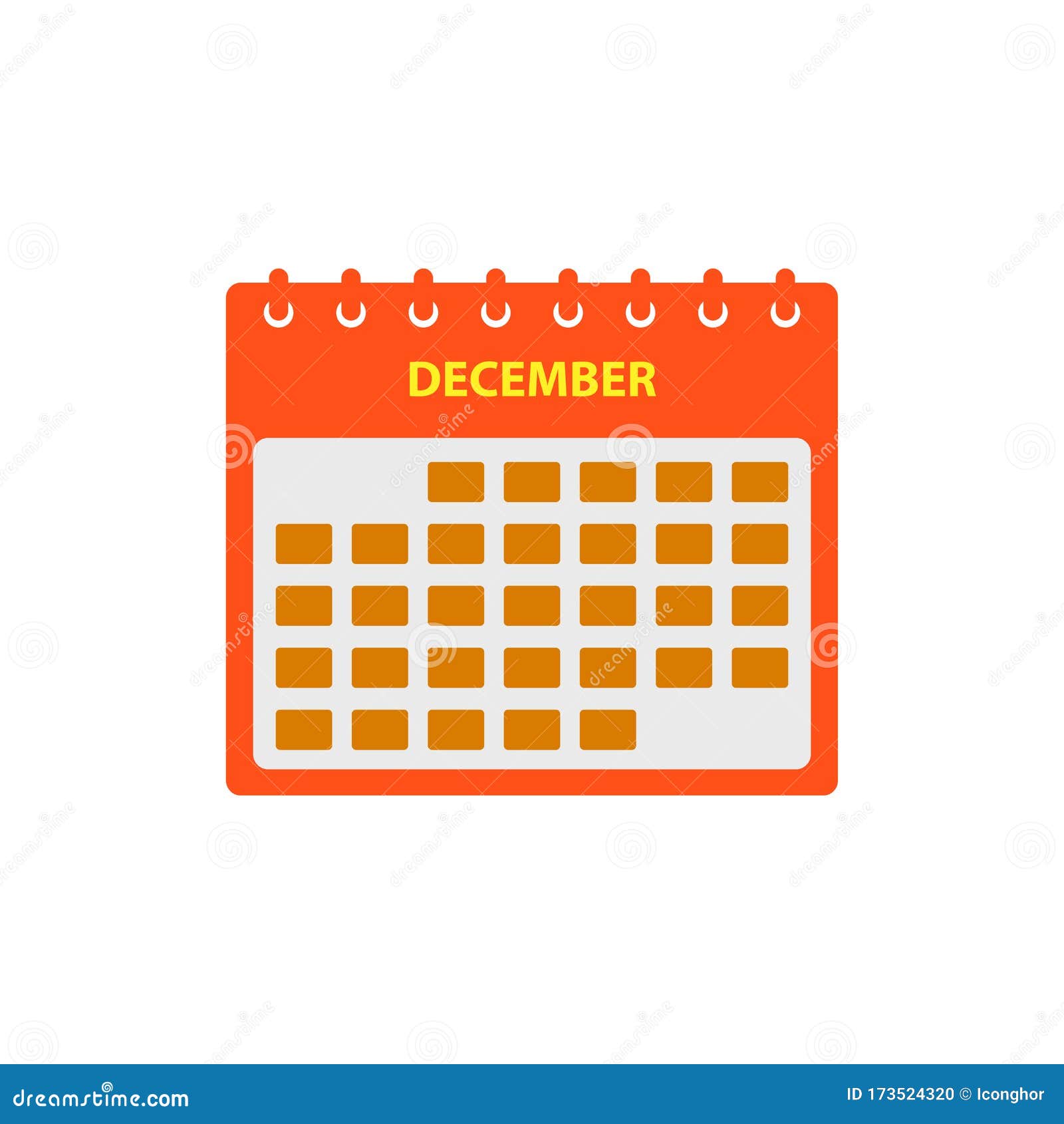 December Calendar Icon Set. Stock Vector - Illustration of month, icon ...