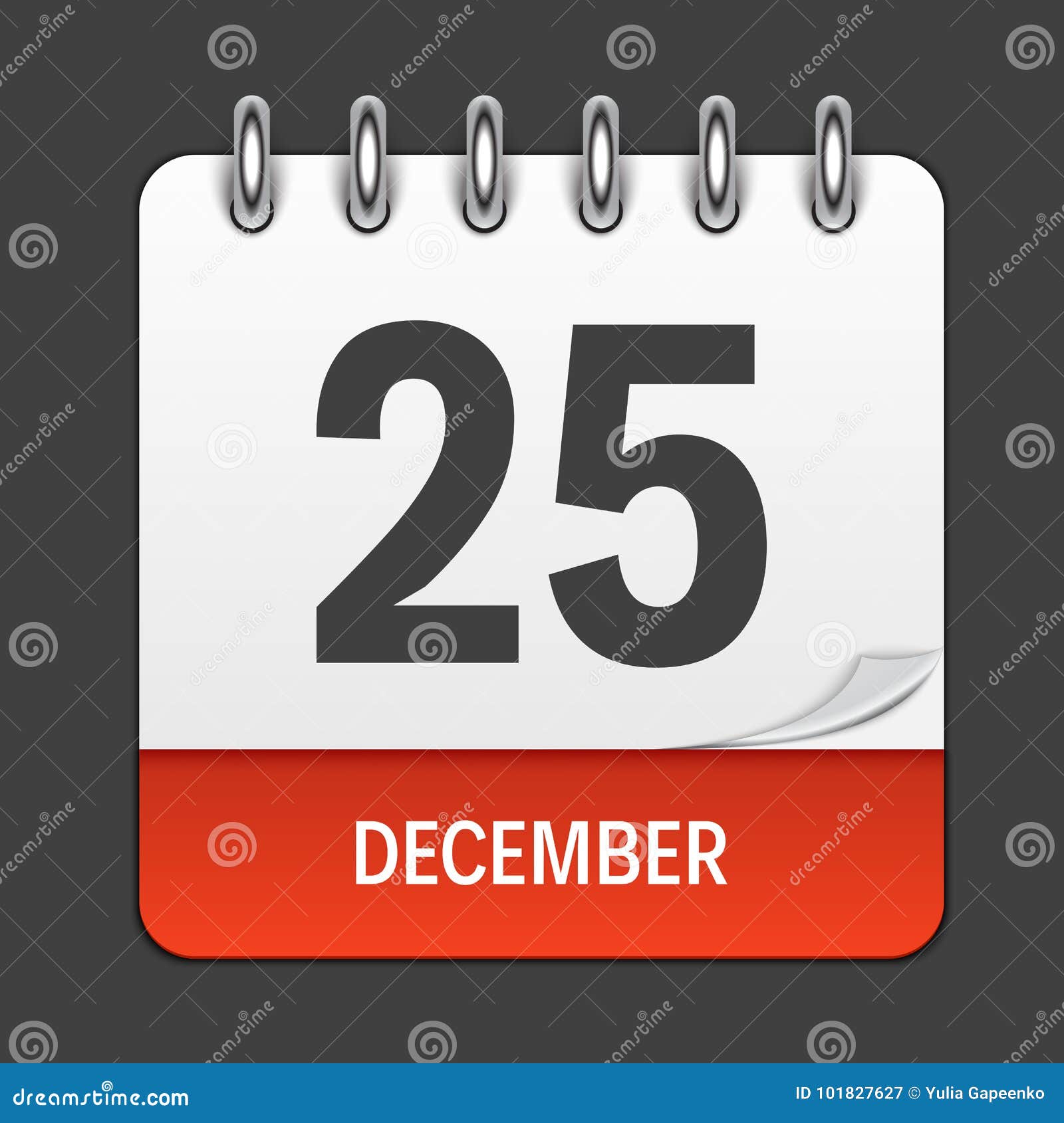 December 25 Calendar daily Icon. Vector Illustration Emblem Stock ...