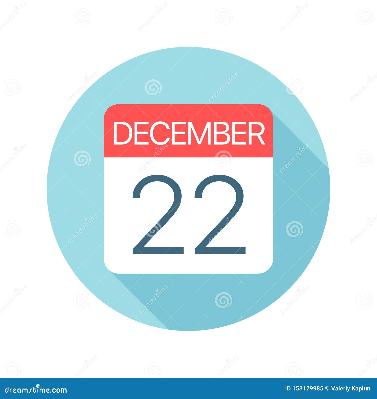 December 22 - Calendar Icon. Vector Illustration of One Day of Month ...