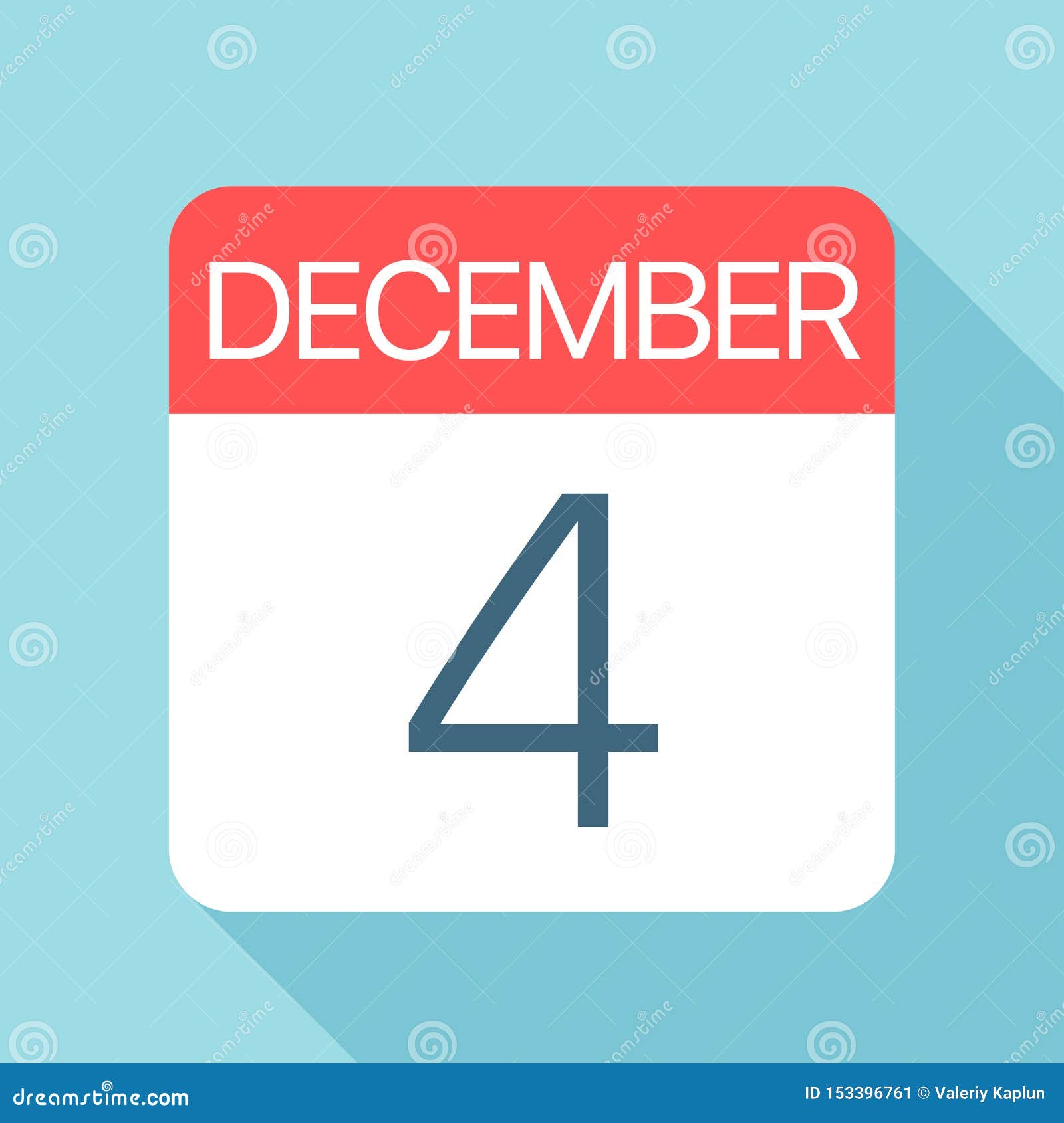 December 4 - Calendar Icon. Vector Illustration of One Day of Month ...