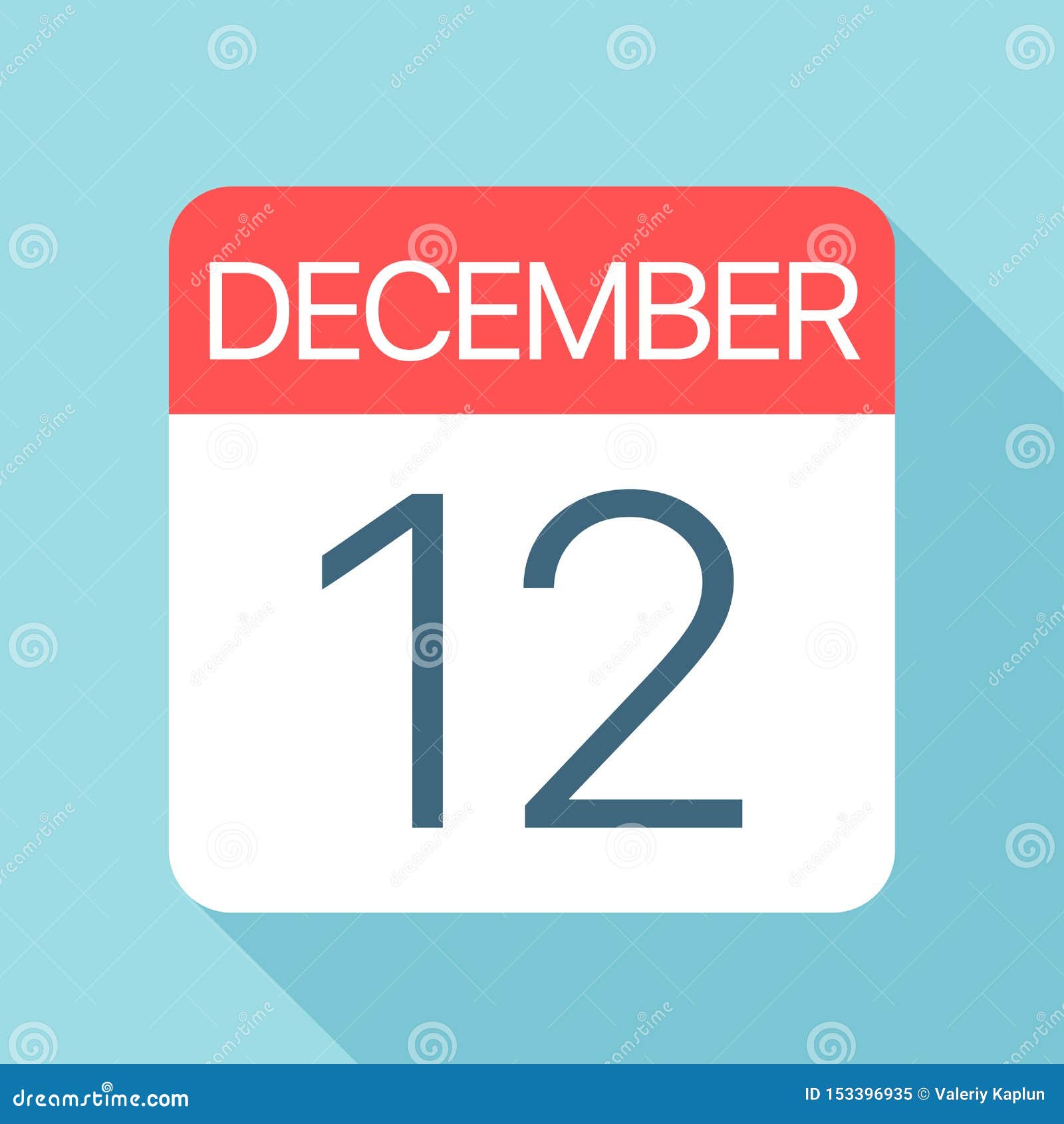 December 12 - Calendar Icon. Vector Illustration of One Day of Month ...