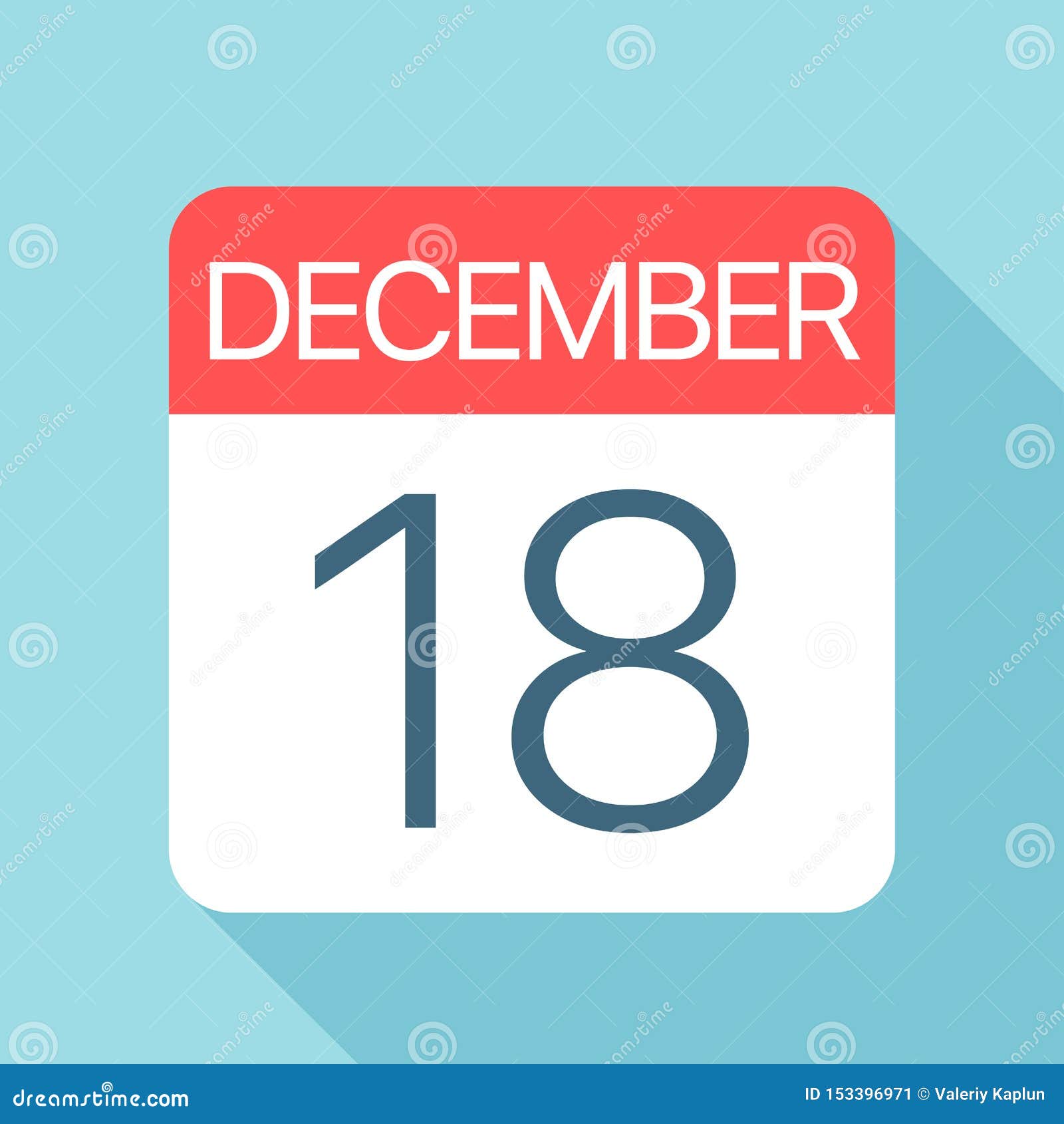 December 18 - Calendar Icon. Vector Illustration of One Day of Month ...