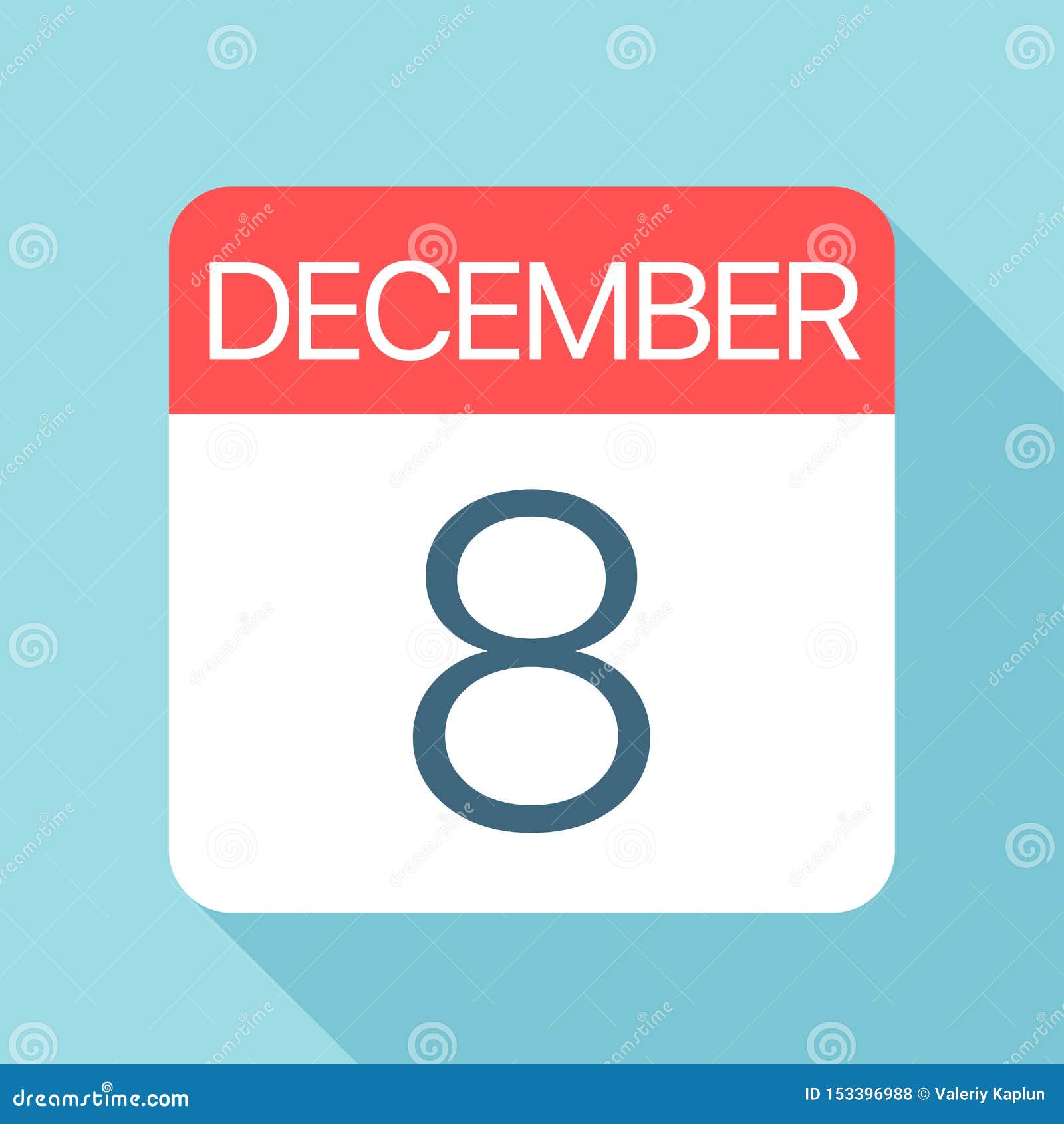 December 8 - Calendar Icon. Vector Illustration of One Day of Month ...