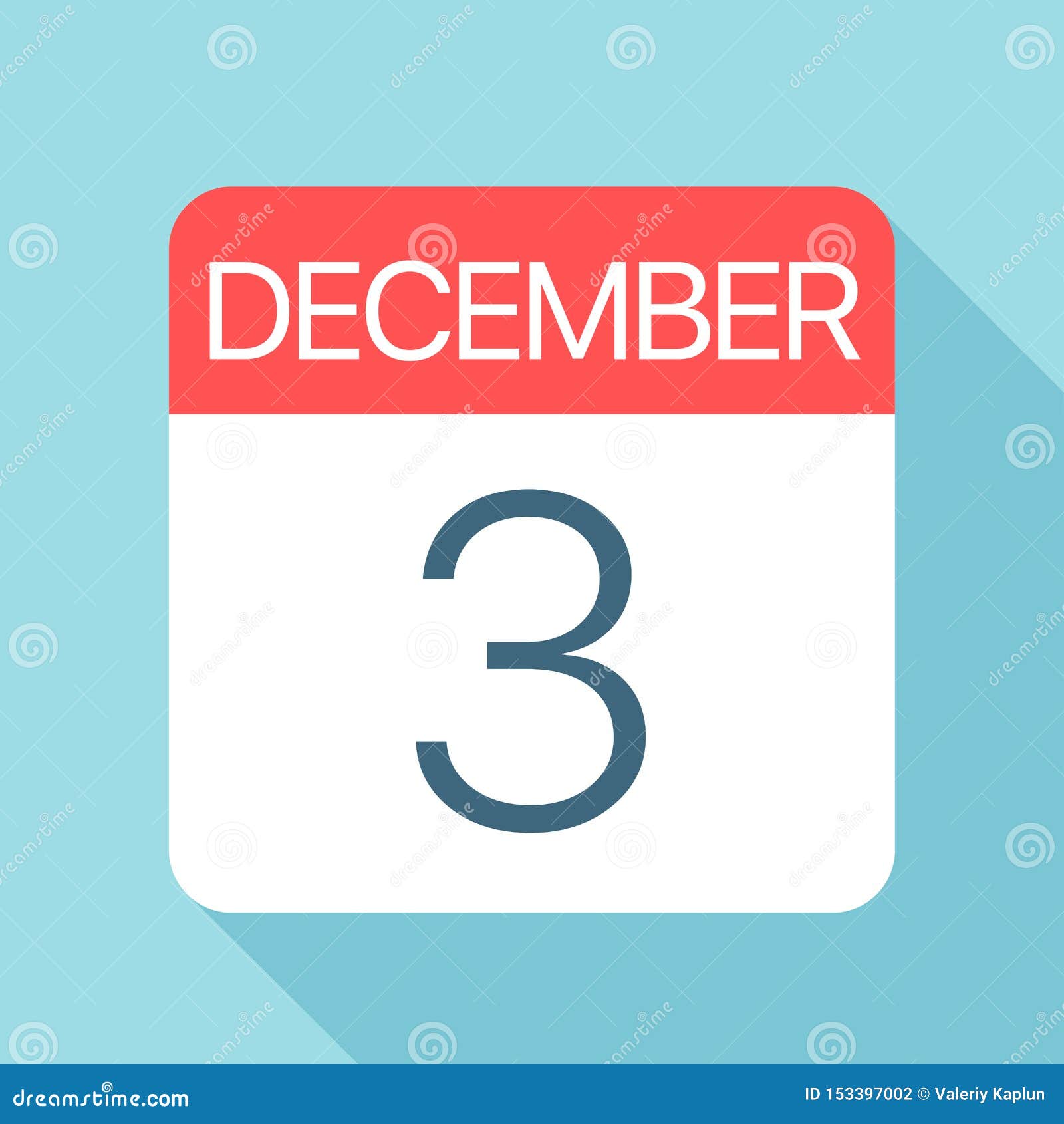 December 3 - Calendar Icon. Vector Illustration of One Day of Month ...
