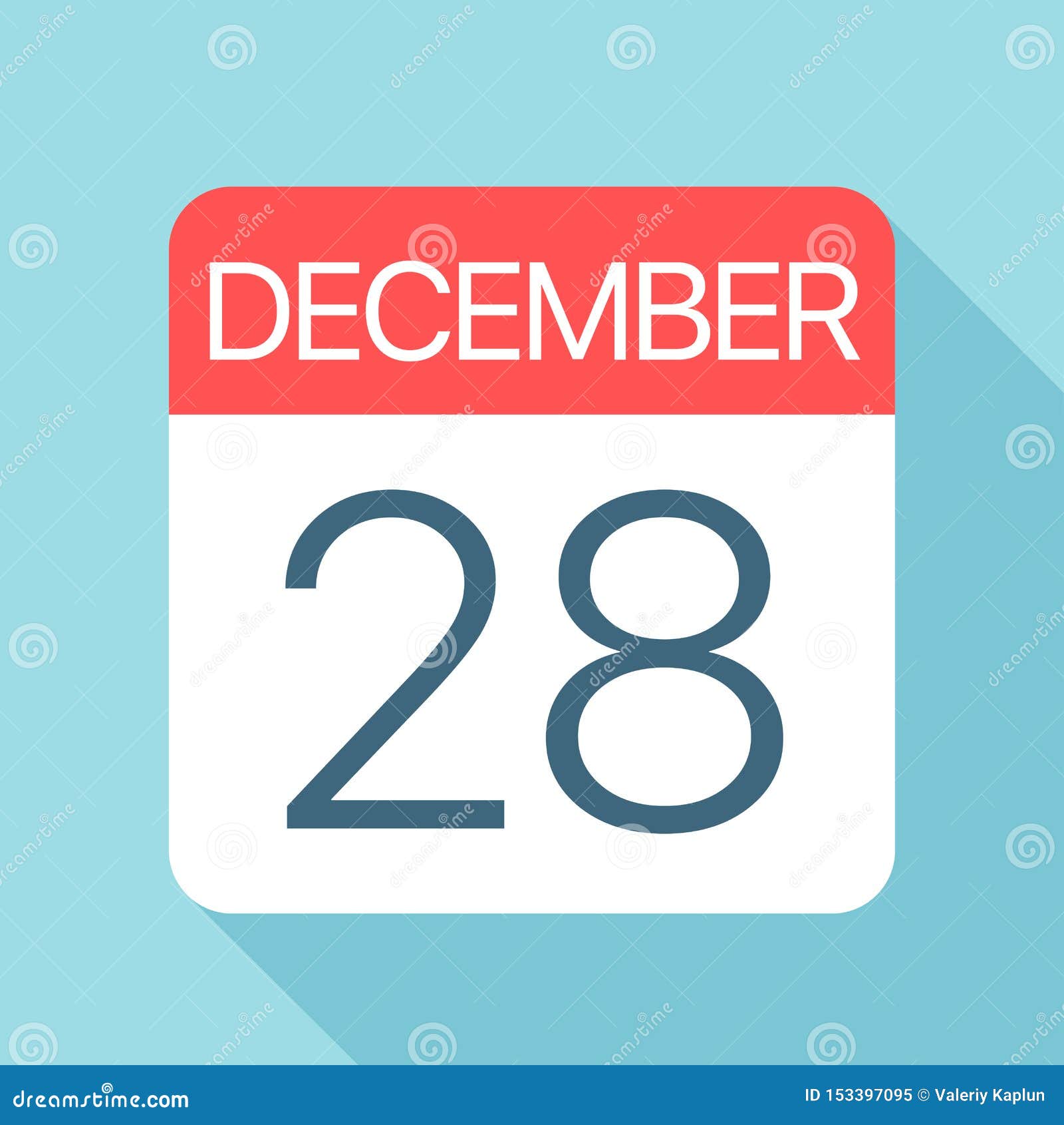 December 28 - Calendar Icon. Vector Illustration of One Day of Month ...