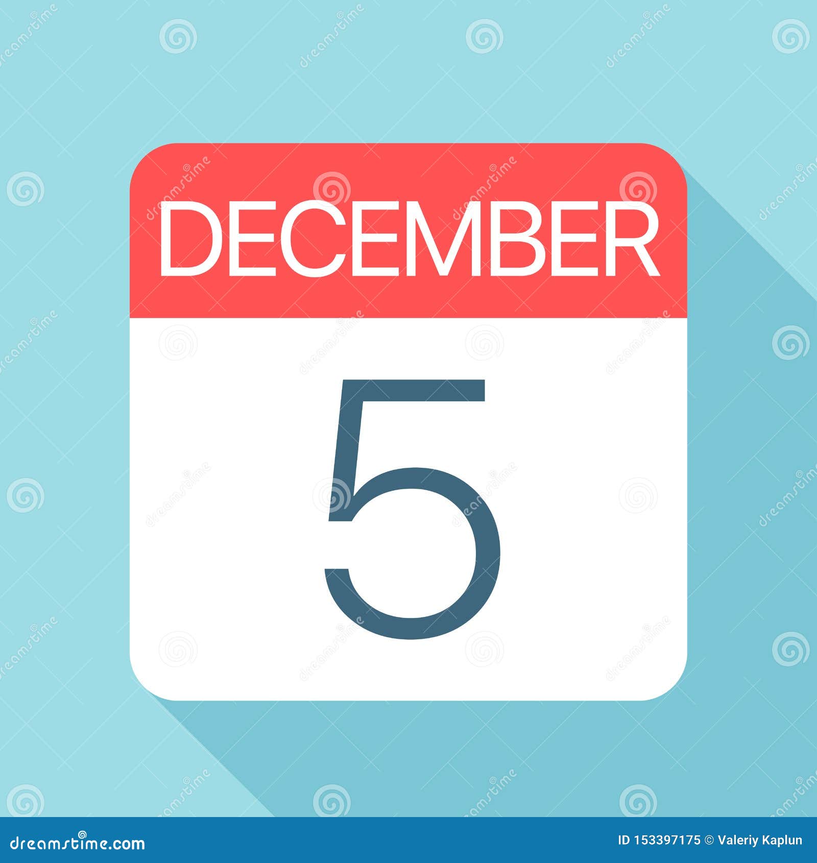 December 5 - Calendar Icon. Vector Illustration of One Day of Month ...