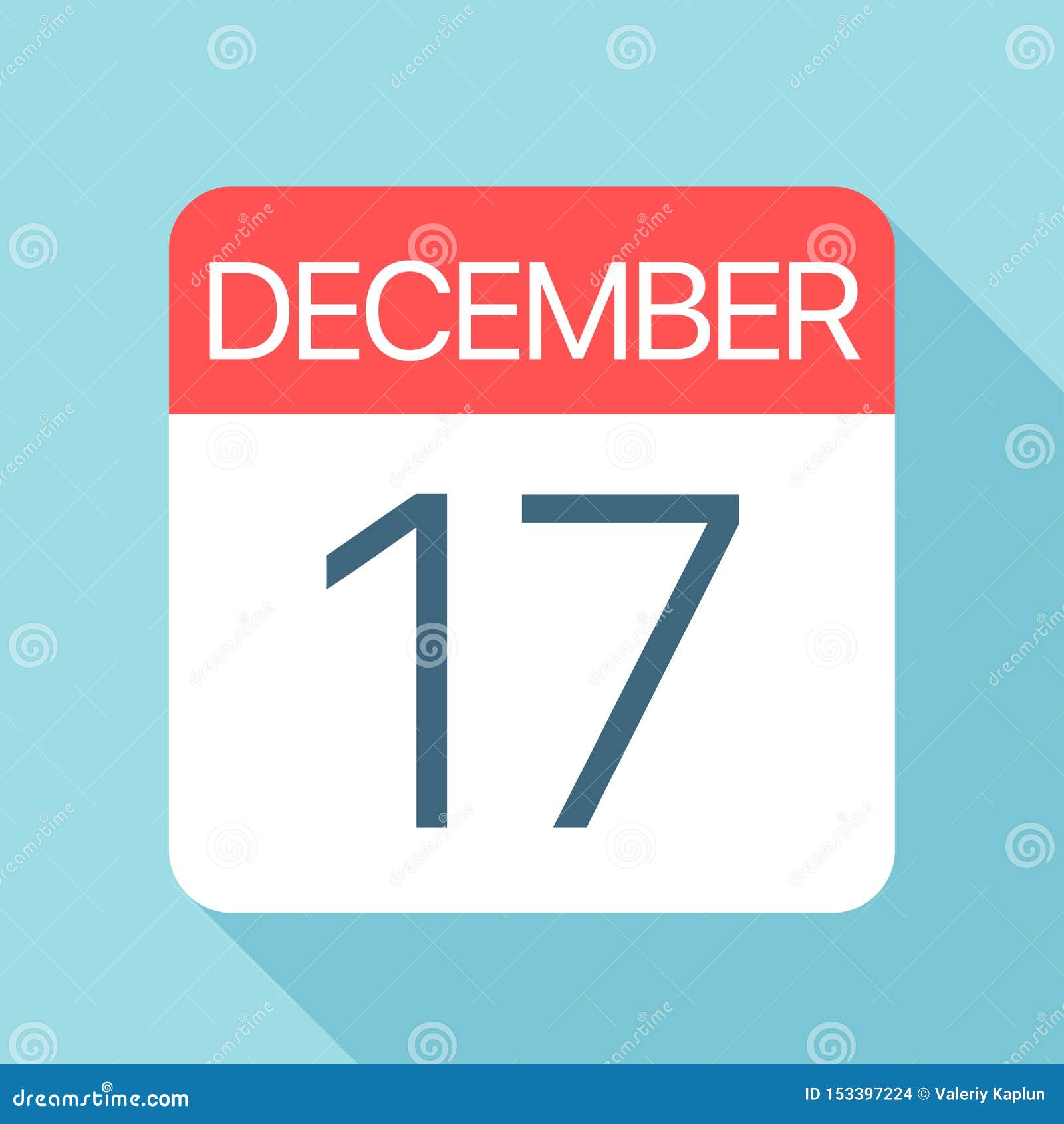 December 17 - Calendar Icon. Vector Illustration of One Day of Month ...