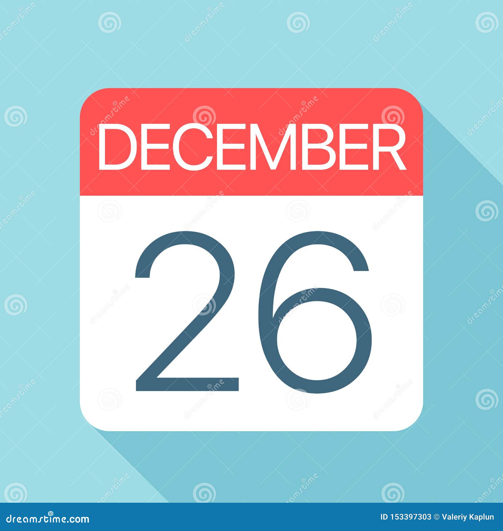 December 26 - Calendar Icon. Vector Illustration of One Day of Month ...