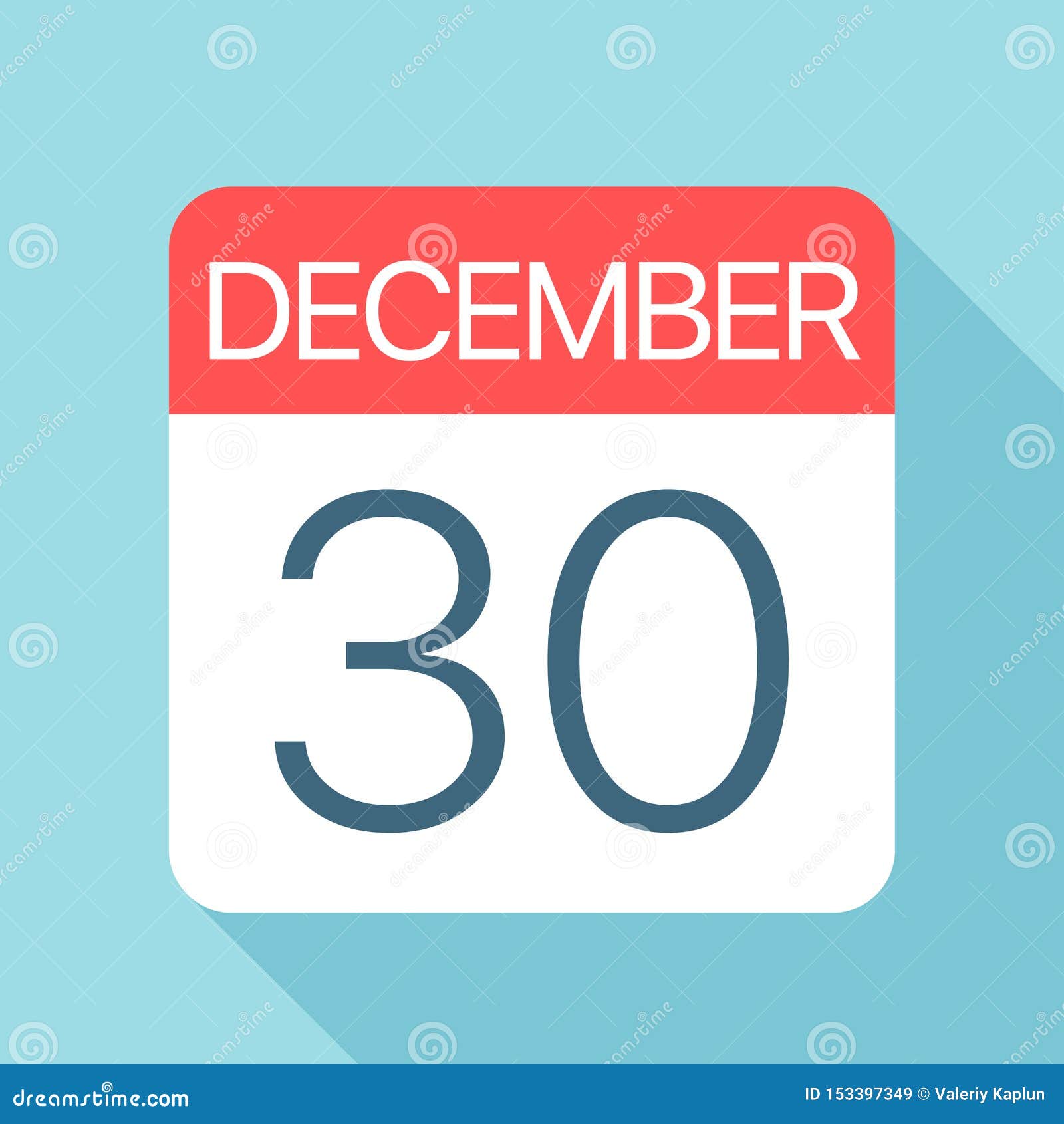 December 30 - Calendar Icon. Vector Illustration of One Day of Month ...