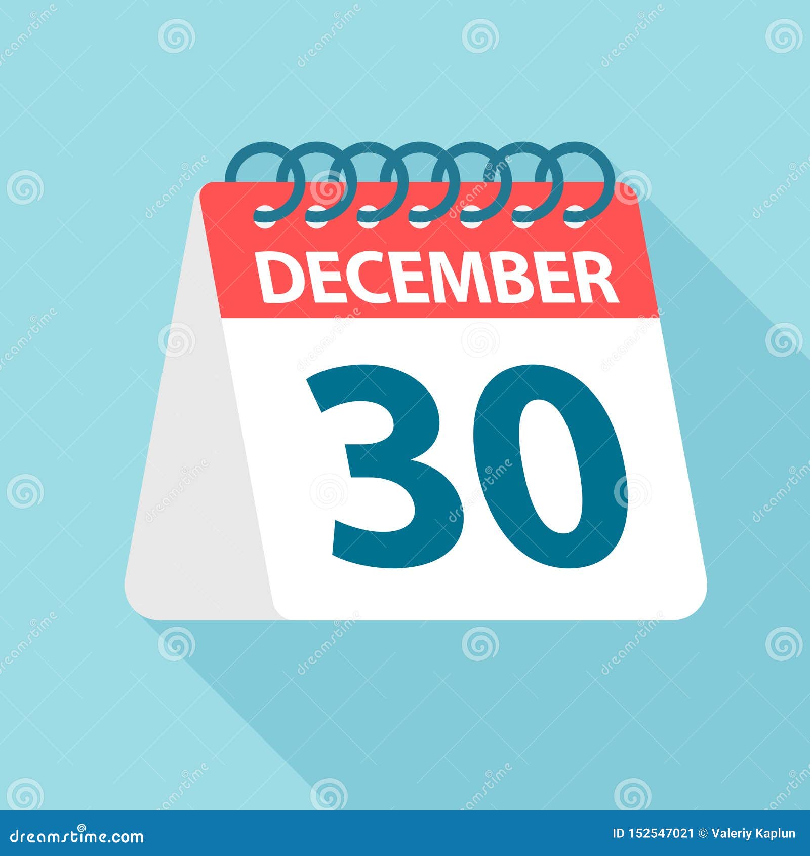 December 30 - Calendar Icon. Vector Illustration of One Day of Month ...