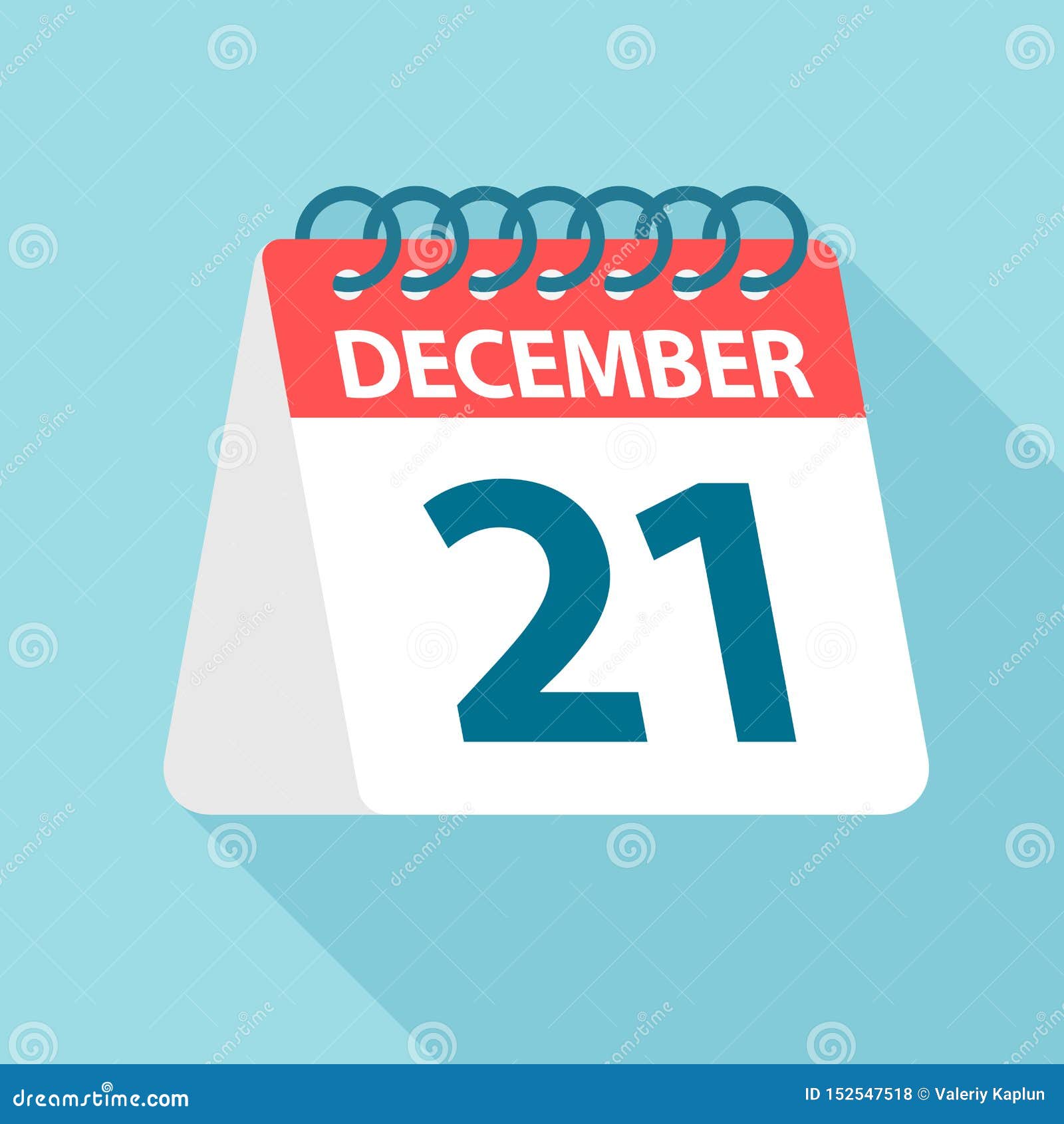 December 21 - Calendar Icon. Vector Illustration of One Day of Month ...