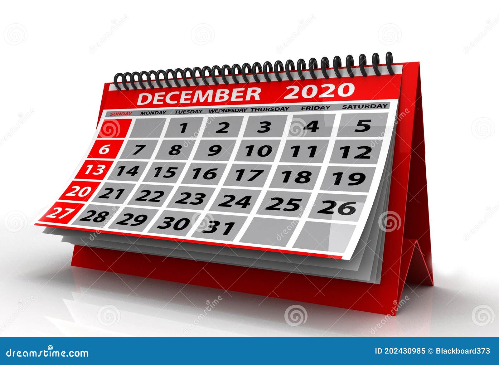 December 2020 Calendar Isolated on White Background Stock Illustration ...