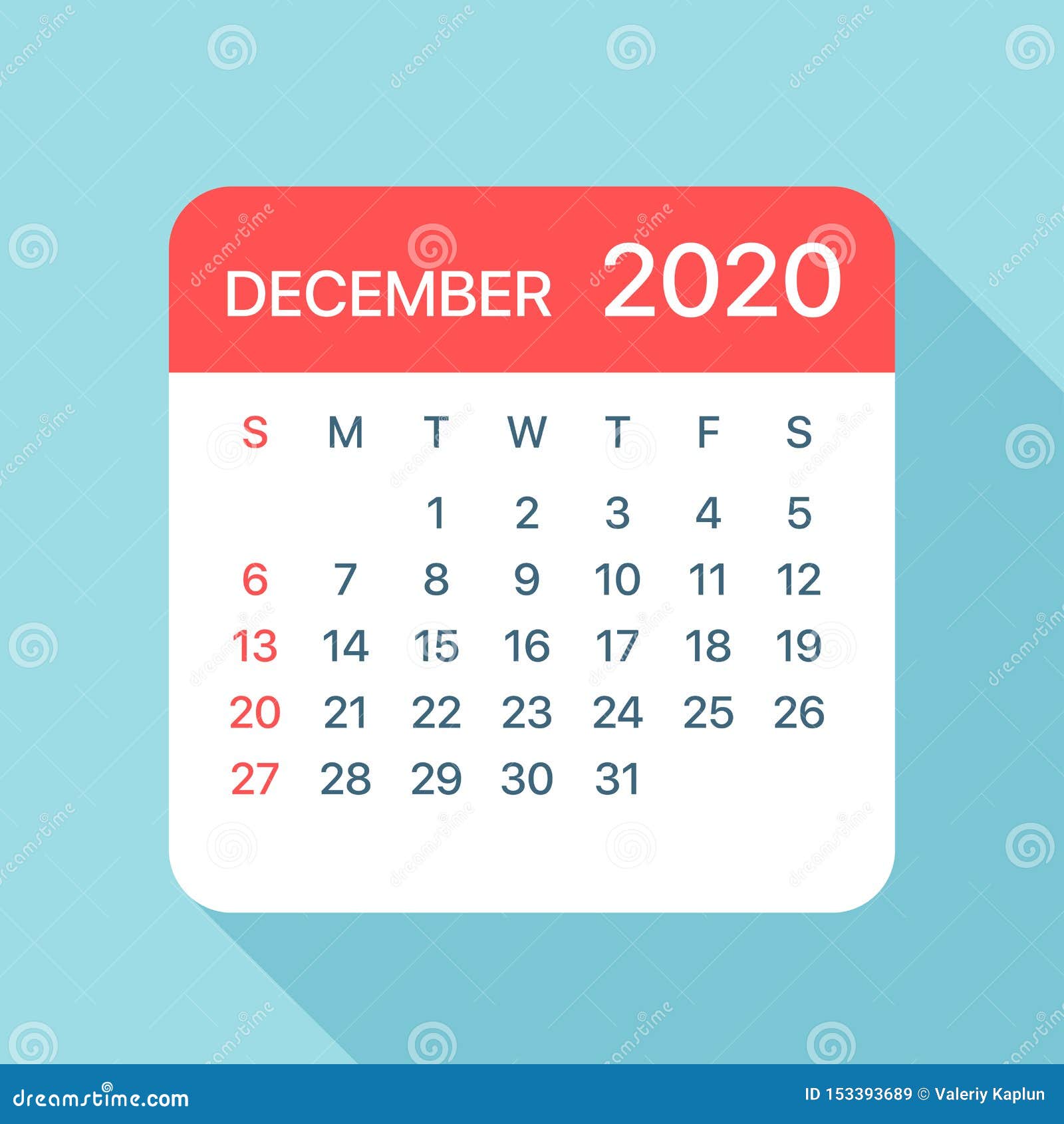 December 2020 Calendar Leaf - Vector Illustration Stock Illustration ...