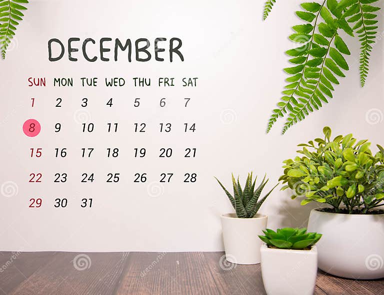 December 8 Calendar. Part of a Set Stock Photo - Image of year, sign ...
