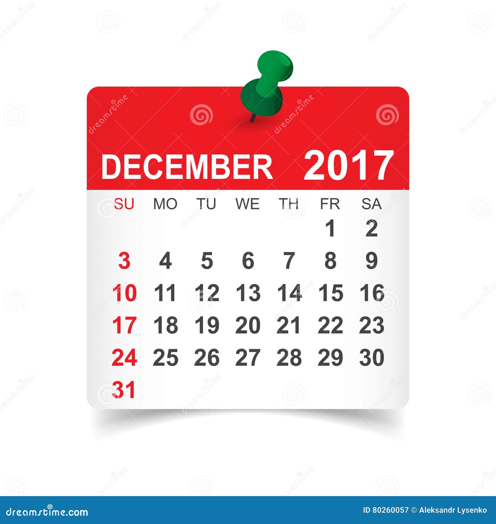 December 2017 calendar stock vector. Illustration of month - 80260057