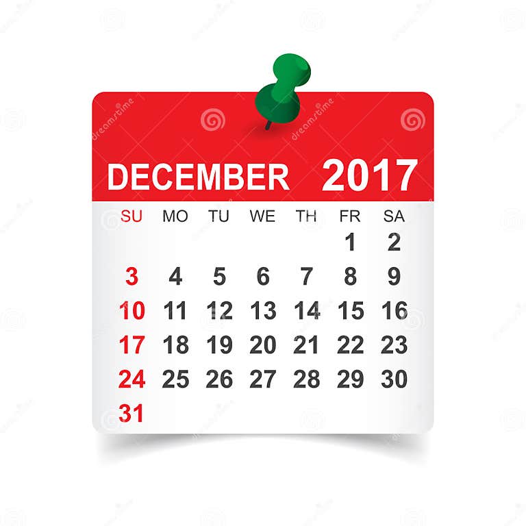 December 2017 calendar stock vector. Illustration of month - 80260057