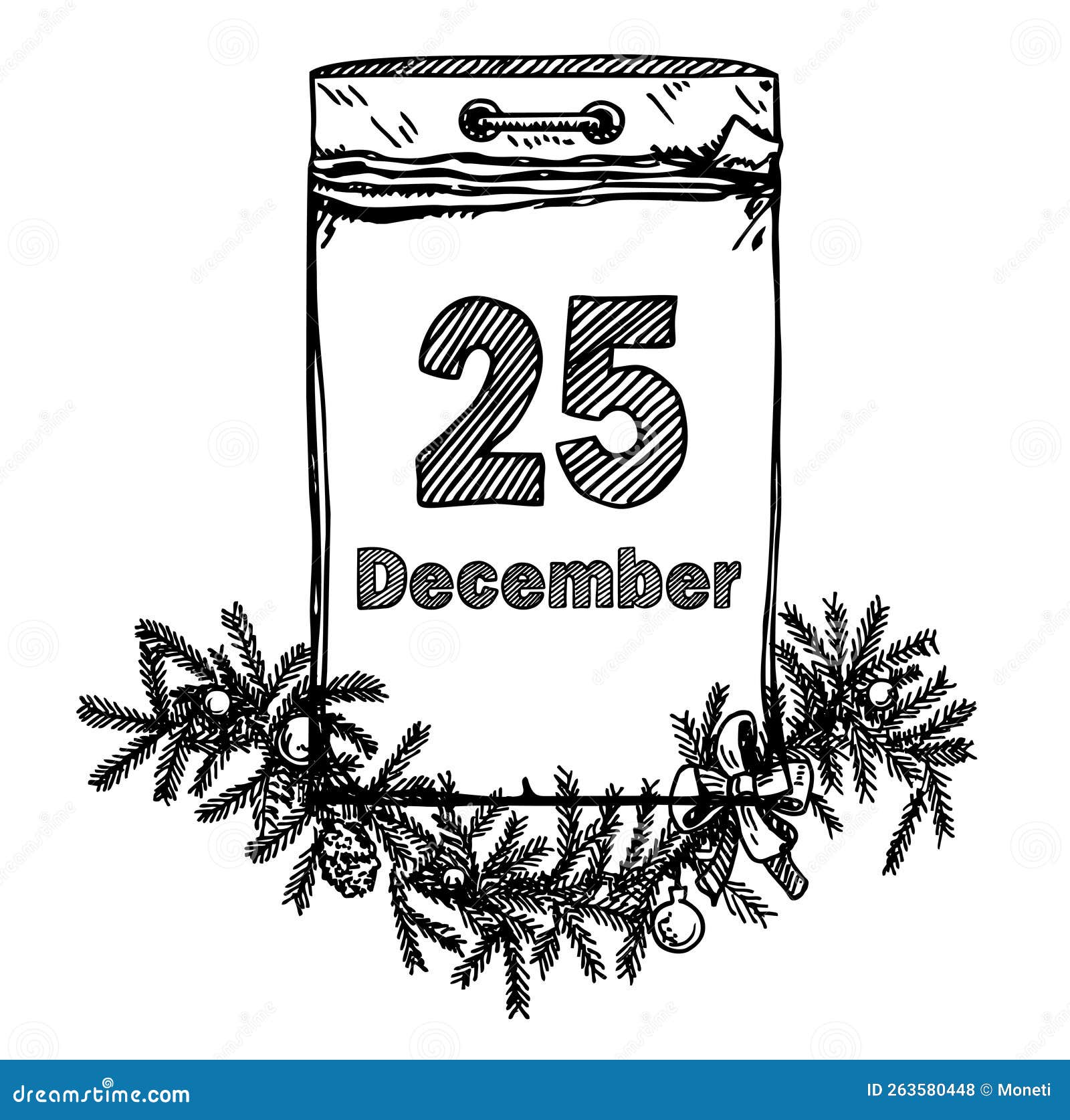 December 25 Calendar Vector Sketch Icon. Christmas 25 December Date ...