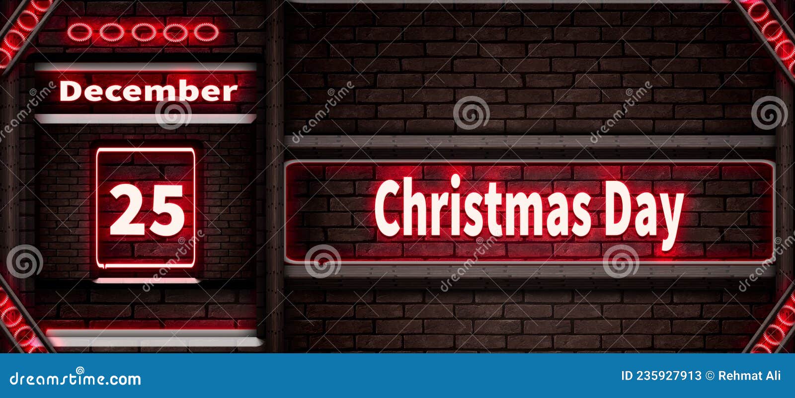 25 December, Christmas Day, Neon Text Effect on Bricks Background Stock ...