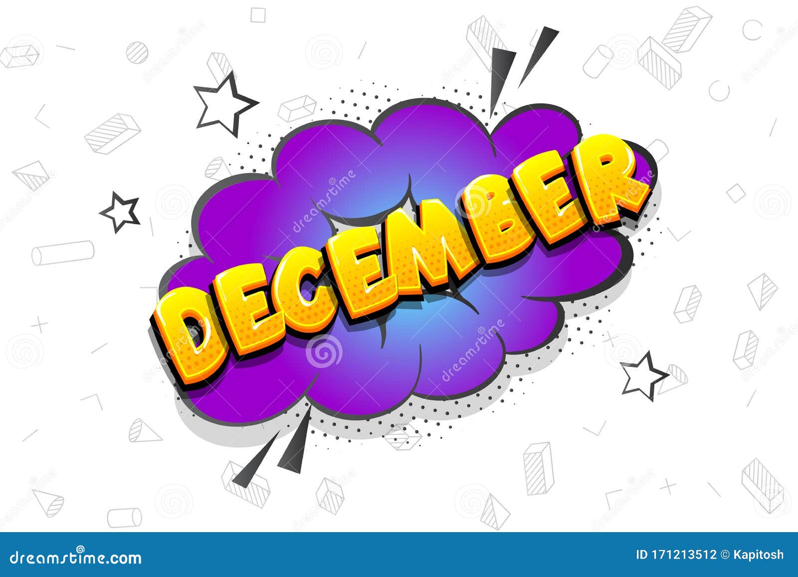 December Comic Text Speech Bubble Pop Art Stock Vector - Illustration ...