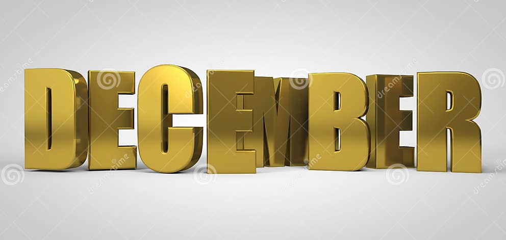 December 3d Gold Text Isolated on White, 3d Render Stock Illustration ...