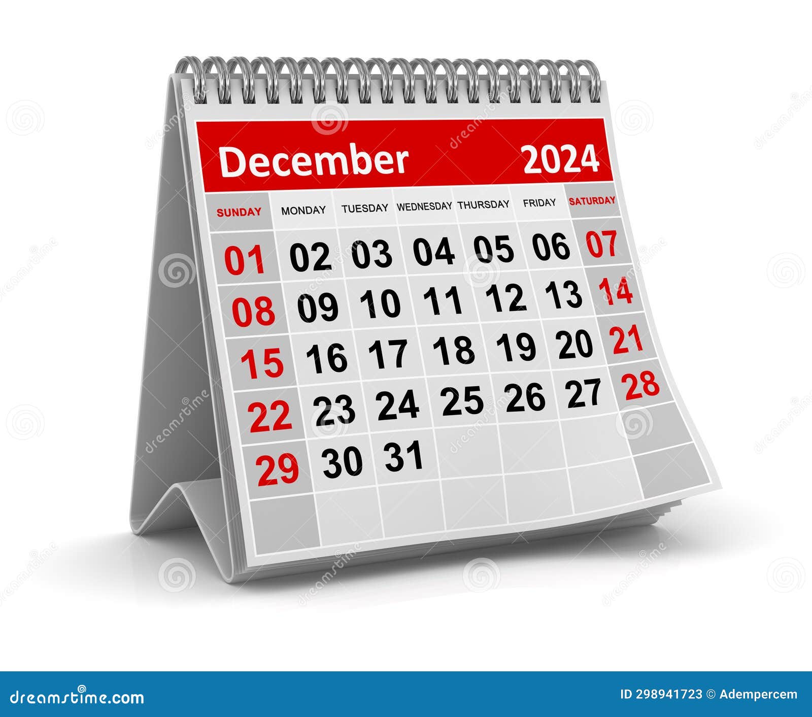December 2024 stock illustration. Illustration of render - 298941723