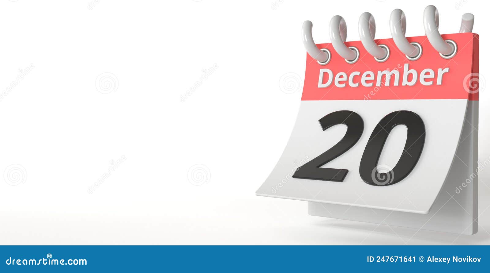December 20 Date on a Minimalistic Tear-off Calendar, 3d Rendering ...