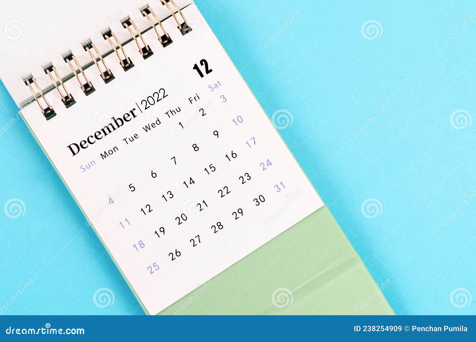December 2022 Desk Calendar on Blue Background Stock Image - Image of ...