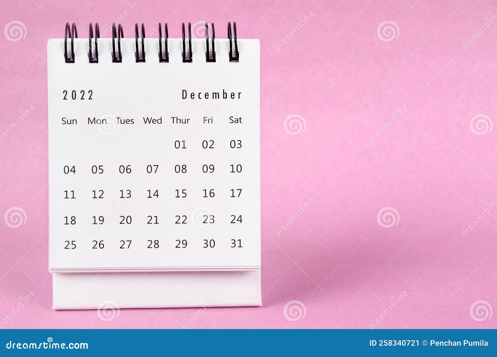 The December 2022 Desk Calendar on Pink Color Background Stock Image ...
