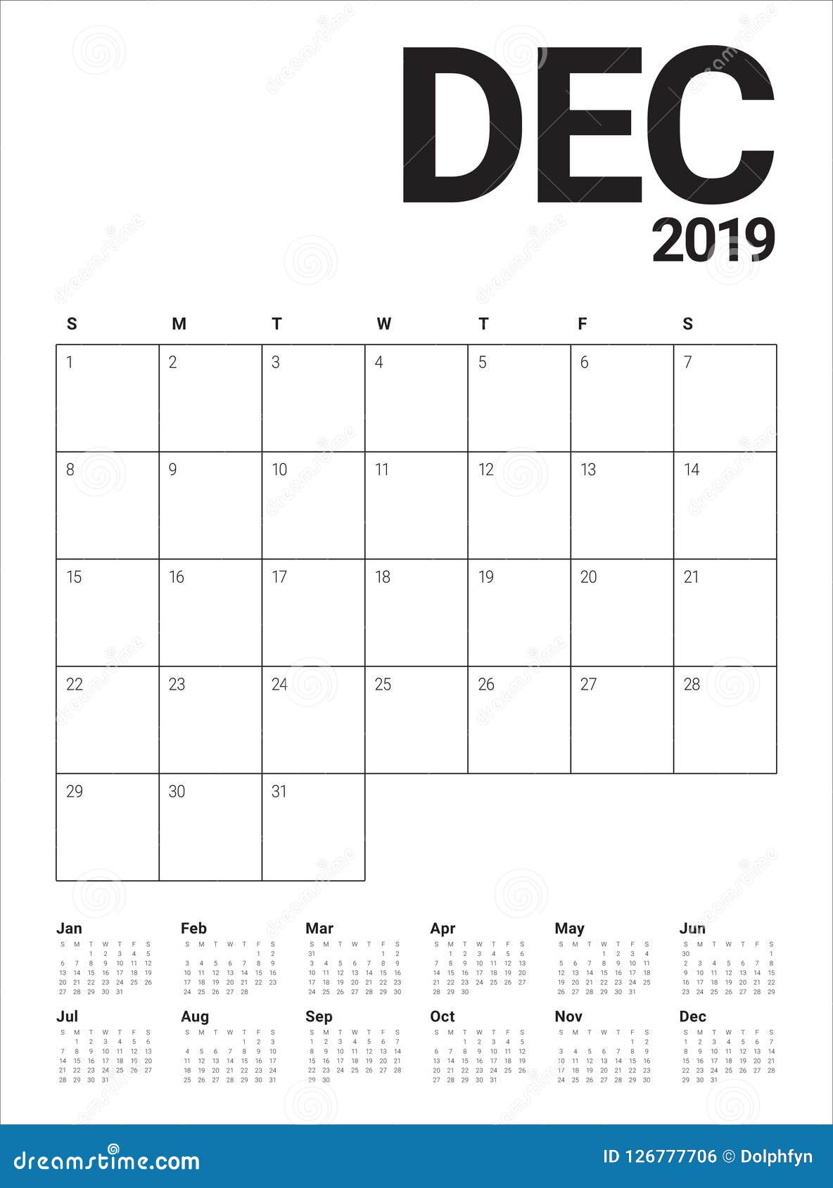 December 2019 Desk Calendar Vector Illustration Stock Vector ...