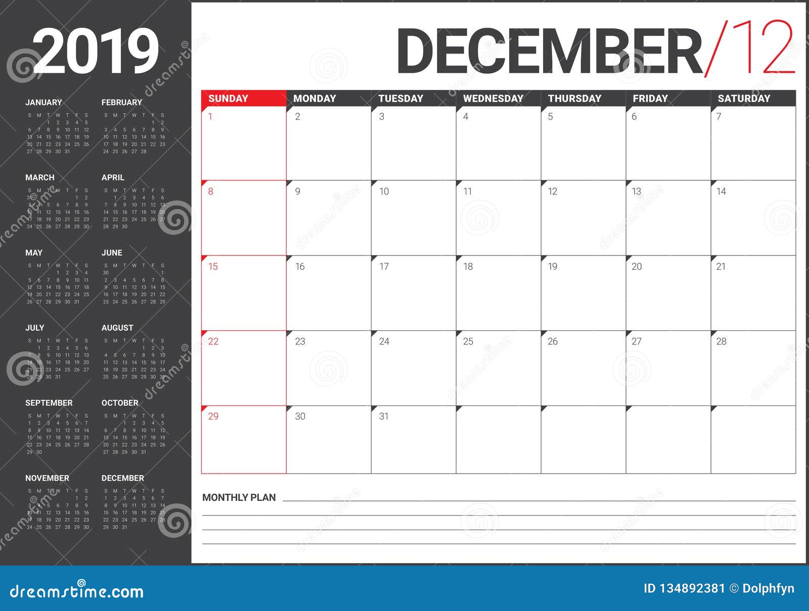 December 2019 Desk Calendar Vector Illustration Stock Vector ...
